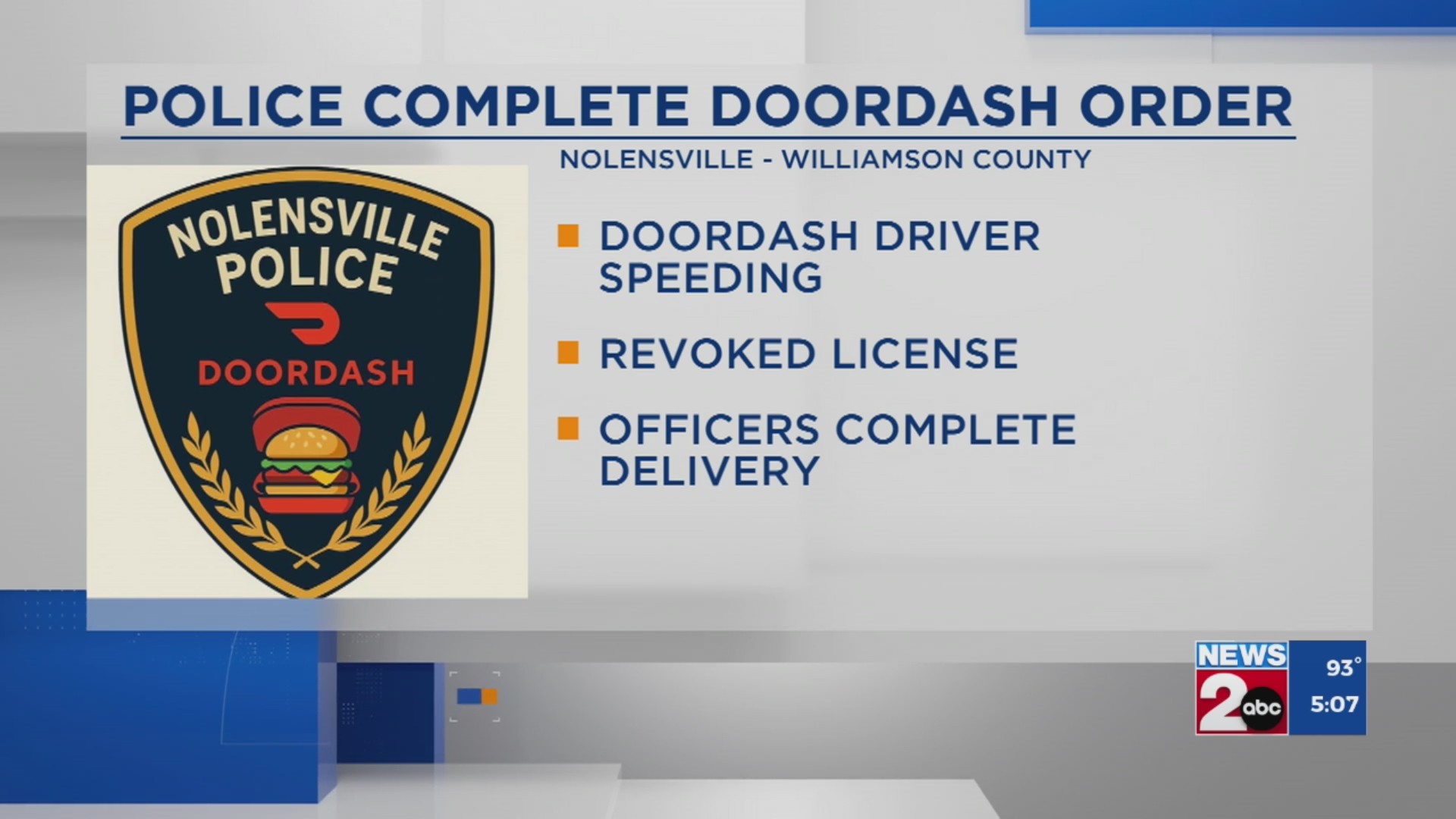 Nolensville police complete DoorDash order – WKRN News 2