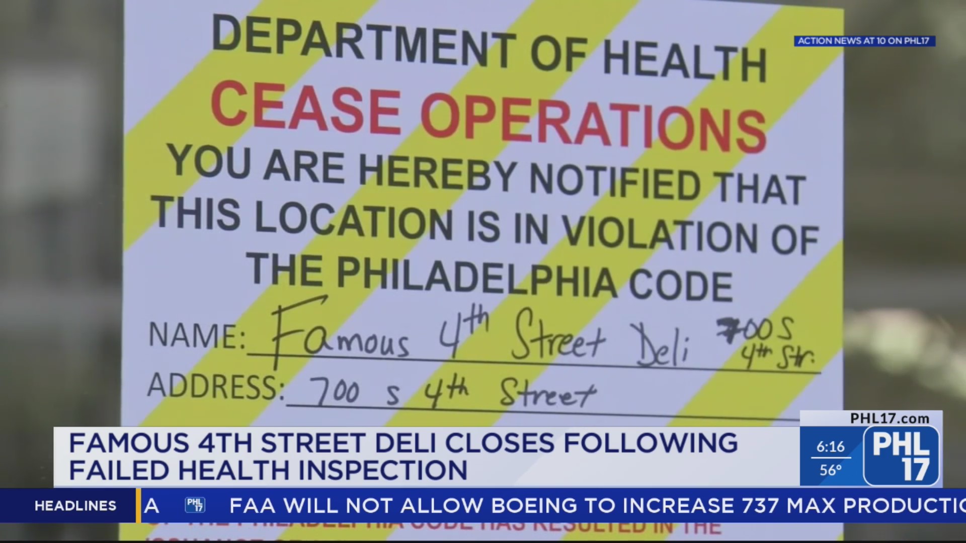 Famous 4th Street Deli closes due to failed health inspection – PHL17.com