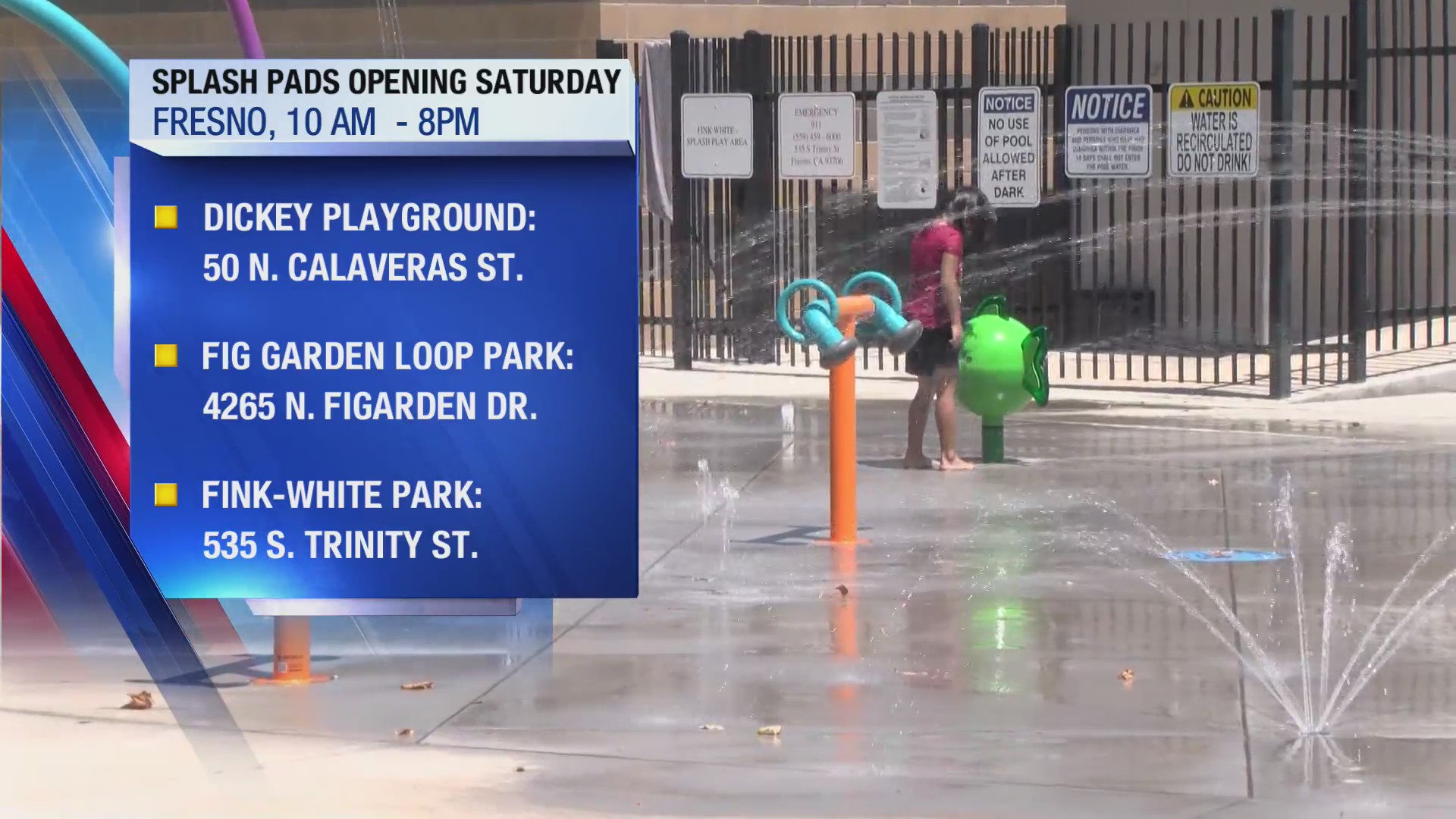 Splash pads in Fresno to open daily – CBS47 and KSEE24 | News from ...