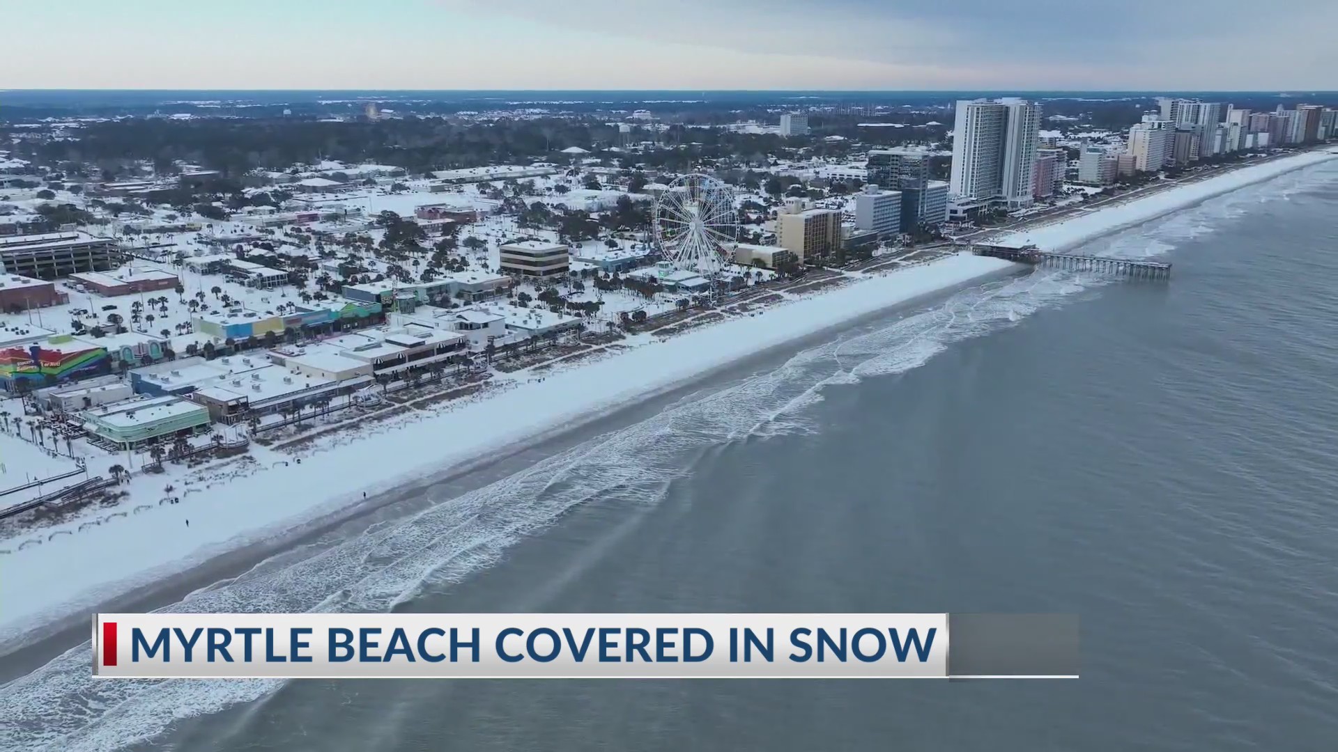 Drone footage of Myrtle Beach covered in snow – WCBD News 2