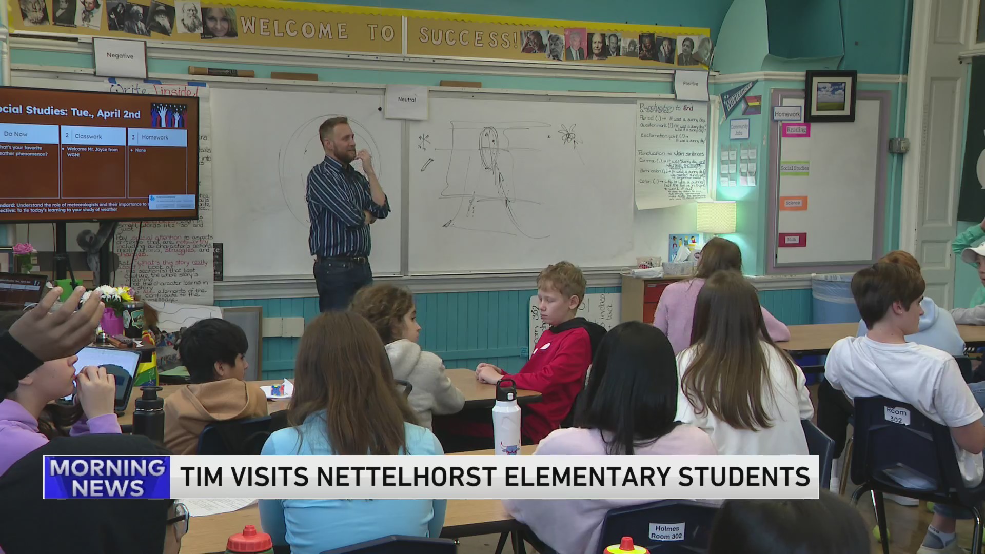WGN Meteorologist Tim Joyce makes a visit to Nettelhorst Elementary ...