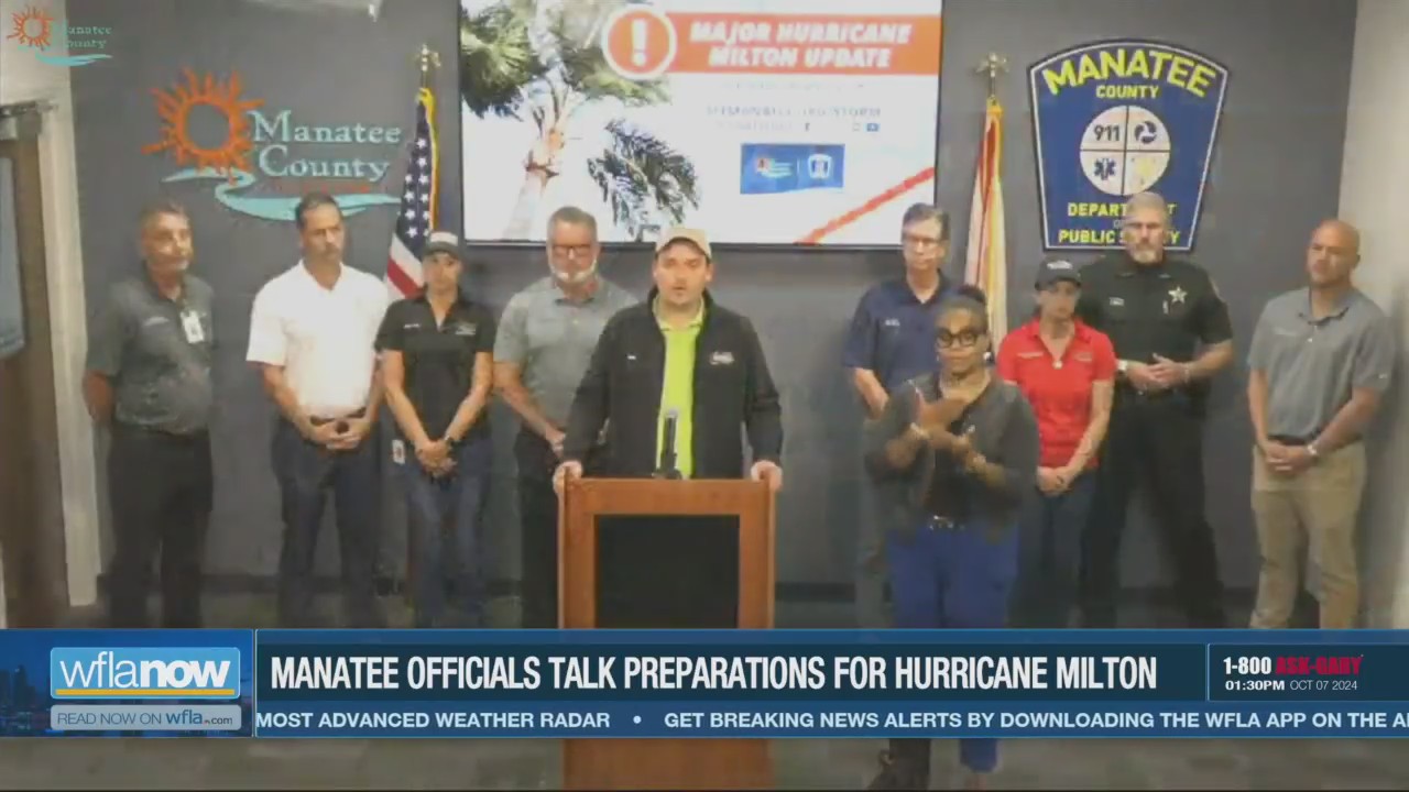 Manatee County officials give updates on impending arrival of Hurricane ...
