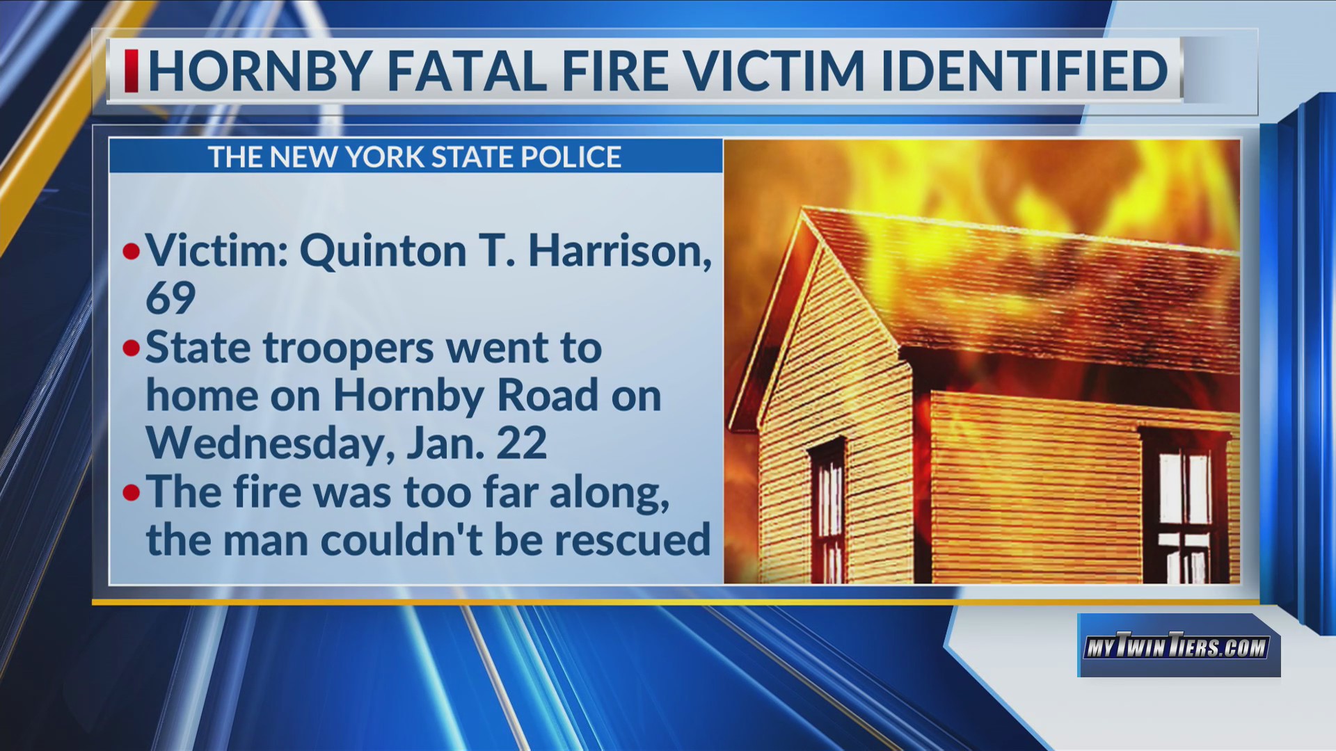 Victim identified in fatal Hornby house fire – WETM – MyTwinTiers.com