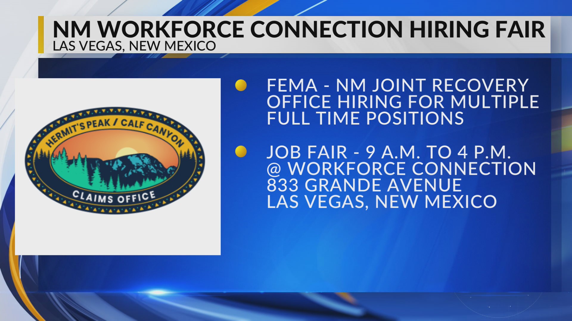 FEMA New Mexico Joint Recovery Office to host hiring fair in Las Vegas ...