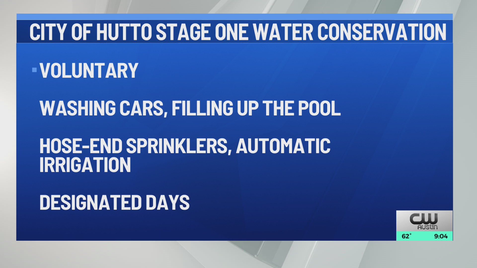 City of Hutto moves down to stage 1 water conservation – KXAN Austin