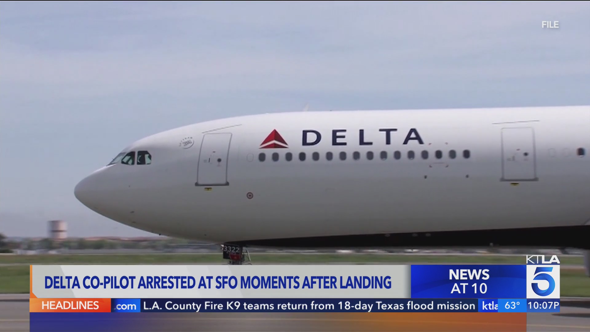 Delta co-pilot arrested at SFO after landing – WKRN News 2