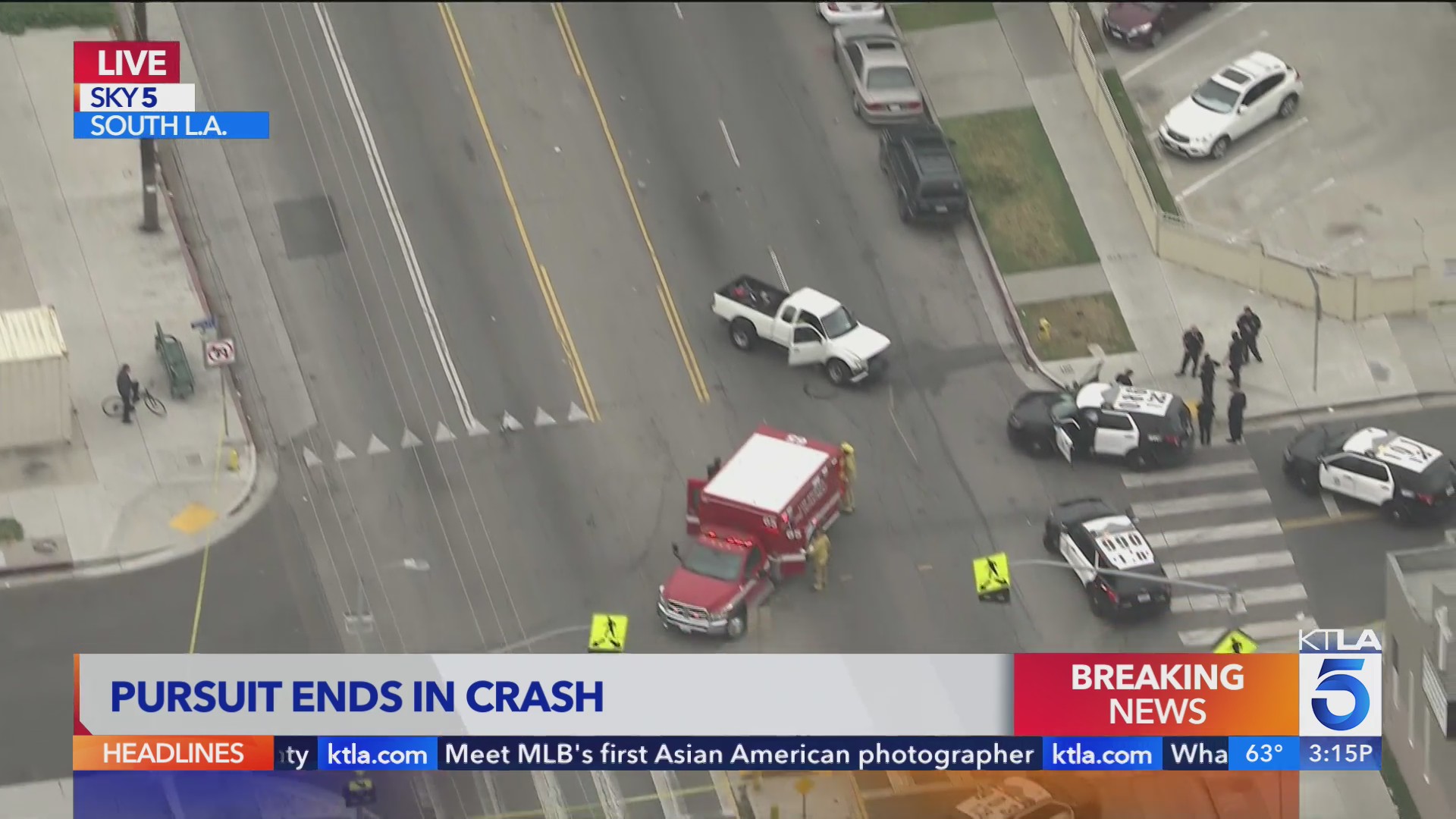 LAPD pursuit ends in South L.A. crash; at least 1 hospitalized – KTLA