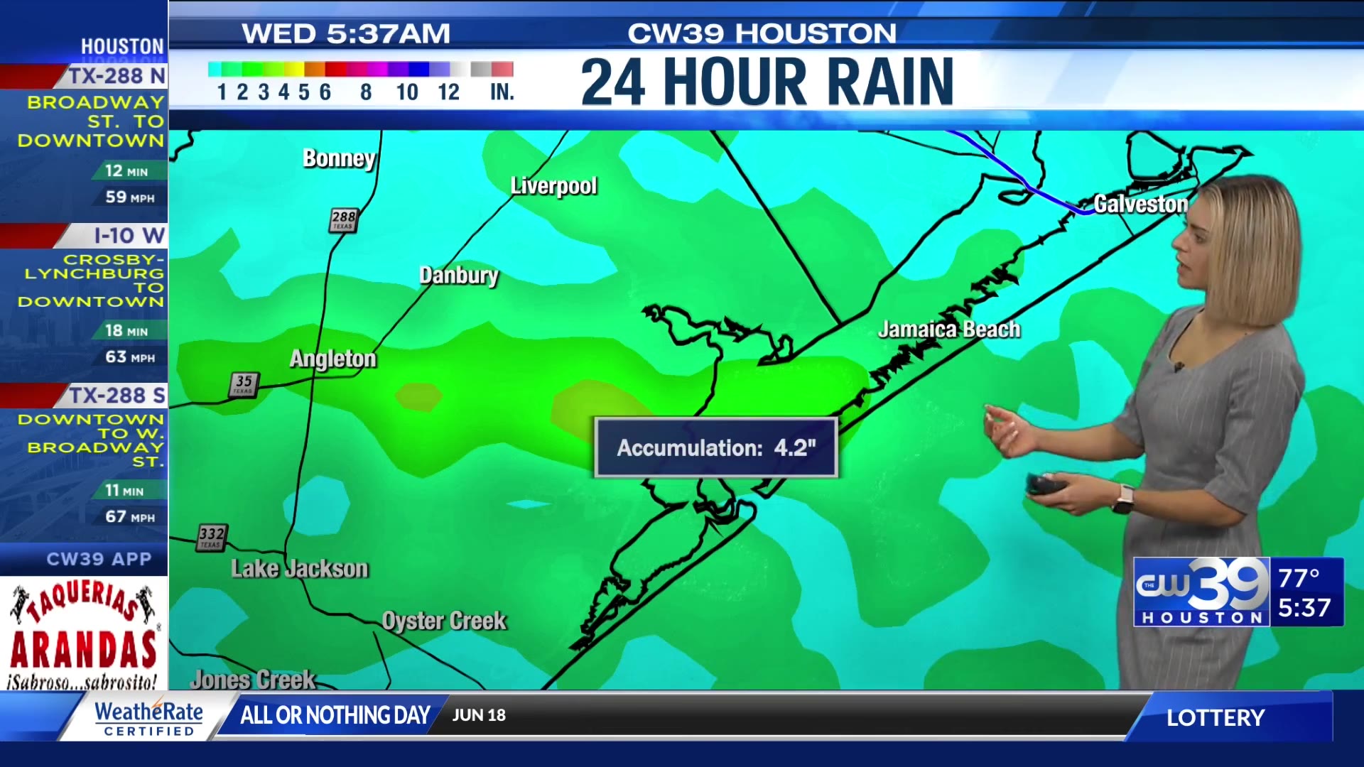 24 Hour Rain Totals with Meteorologist Carrigan Chauvin – CW39 Houston