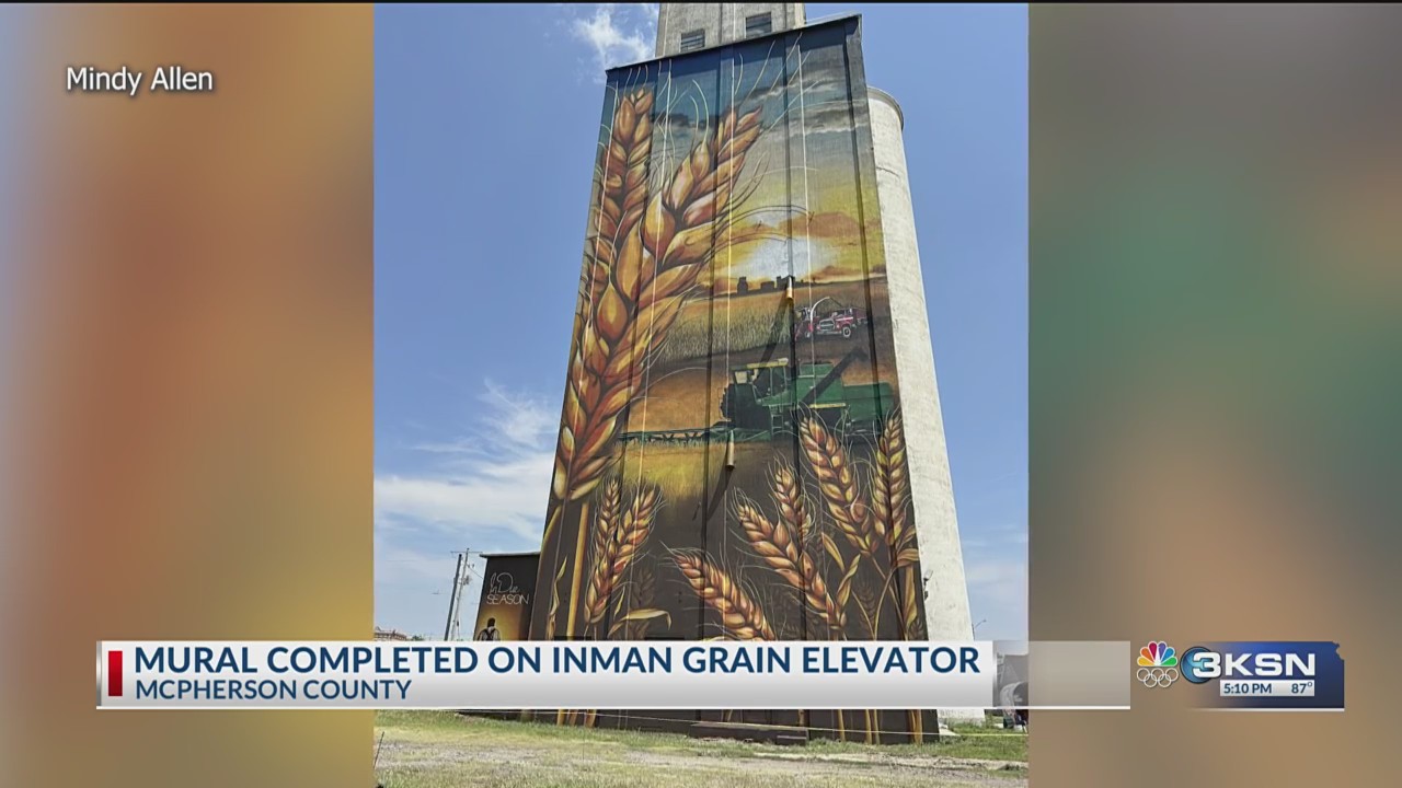 108 feet tall mural on Inman grain elevator now complete – KSN-TV