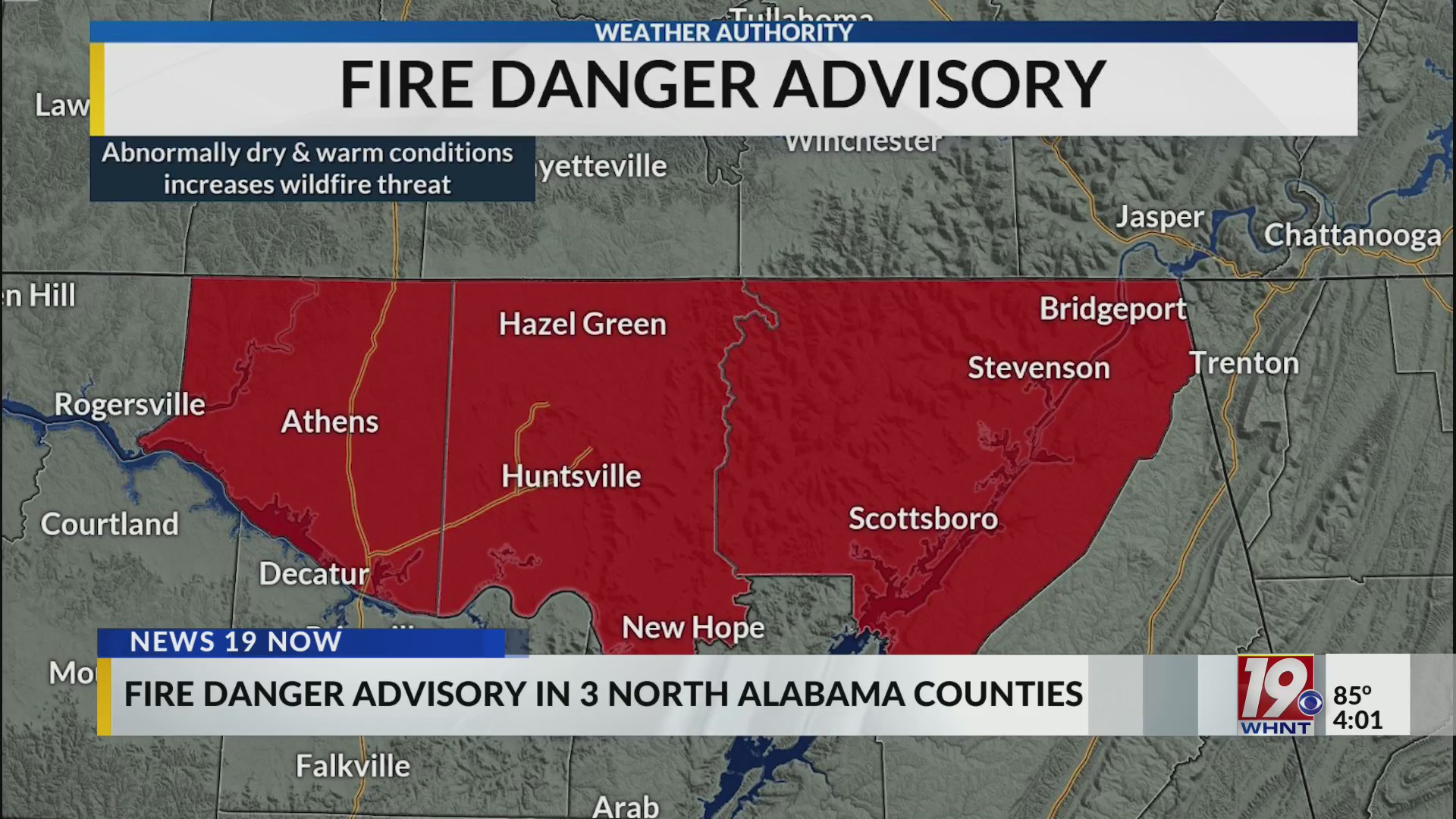Fire Danger Advisor Issued for Three North Alabama Counties | Oct. 25 ...
