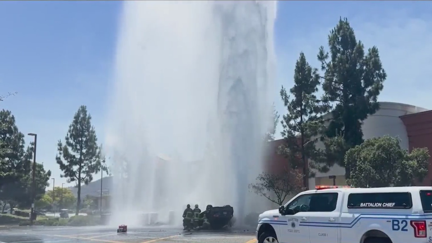 Car flips in Santee, striking fire hydrant and causing 50-foot geyser ...