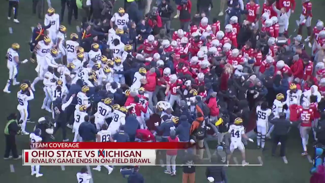 Ohio State players get into fight after Michigan attempts to plant flag ...
