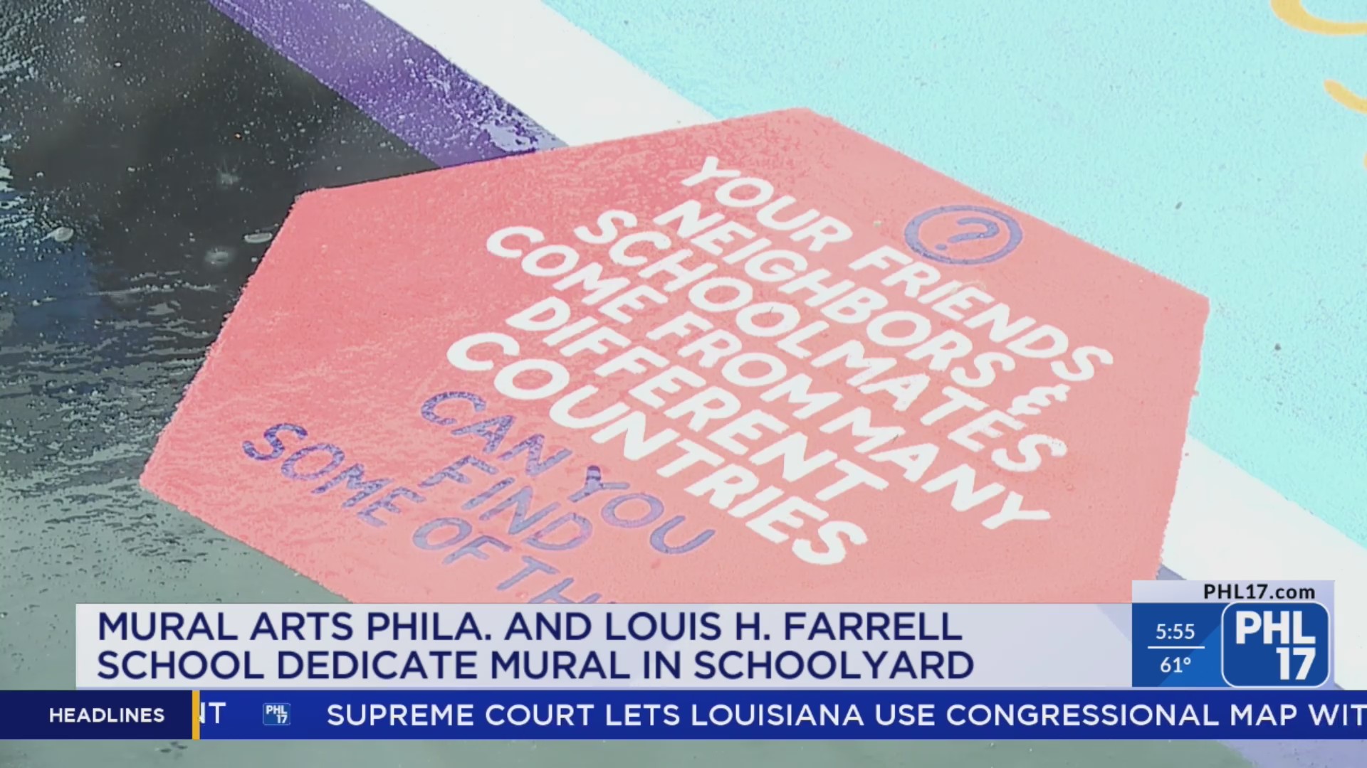 10,000 sq ft. ground mural dedicated at the Louis H. Farrell School ...