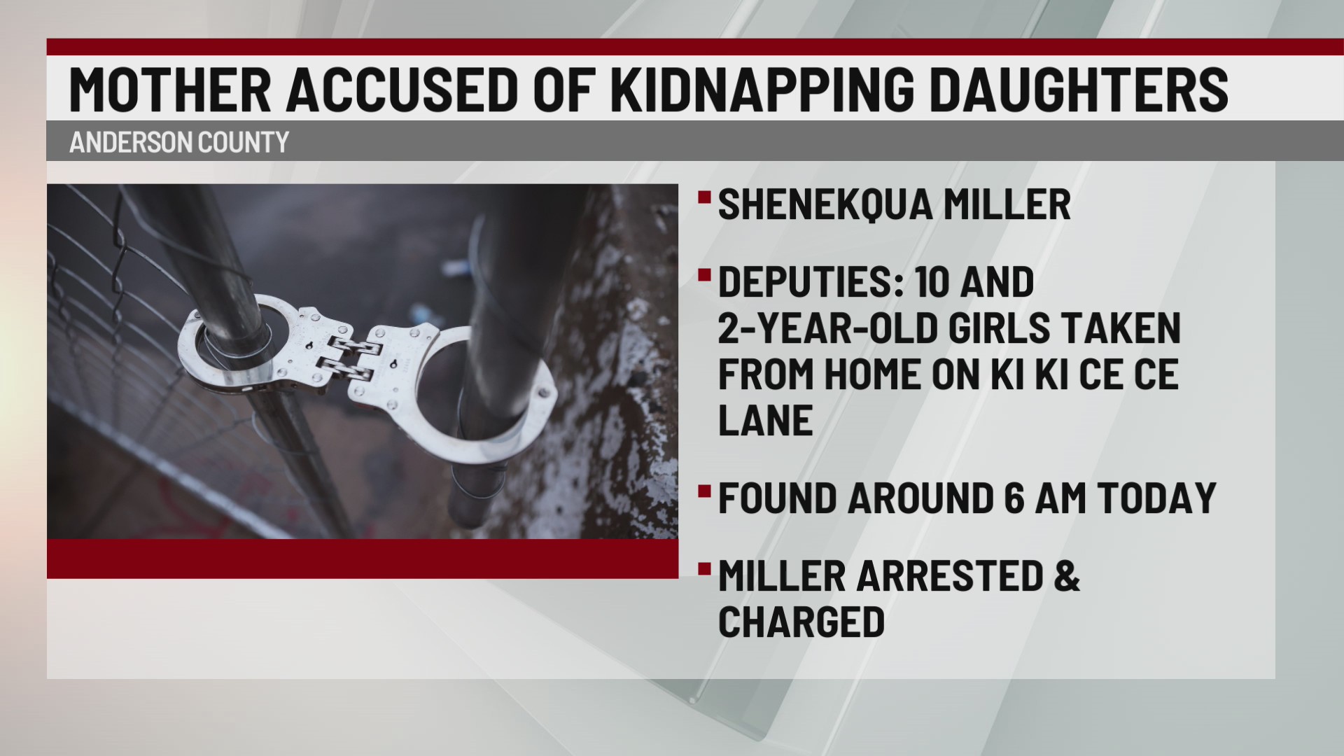Anderson Co. mother accused of kidnapping daughters arrested – WSPA 7NEWS