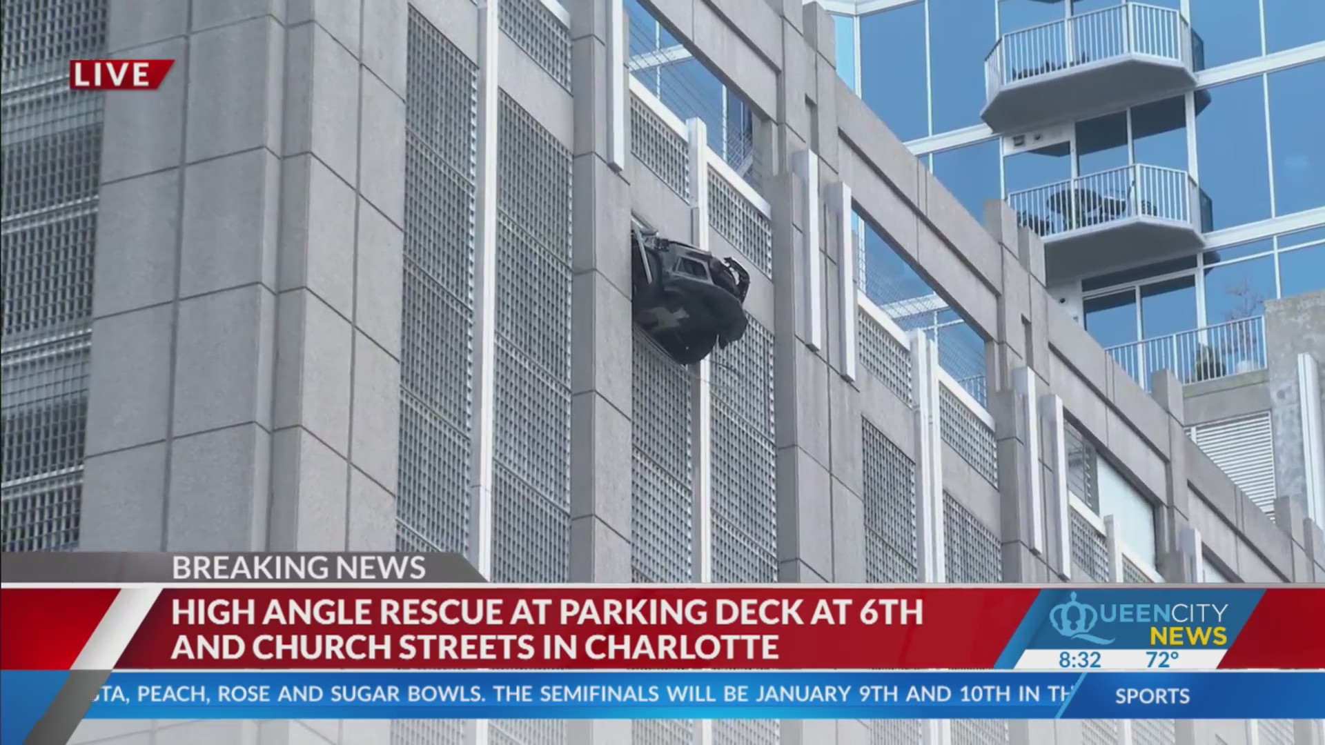 Car dangling from uptown Charlotte parking deck – NEWS10 ABC