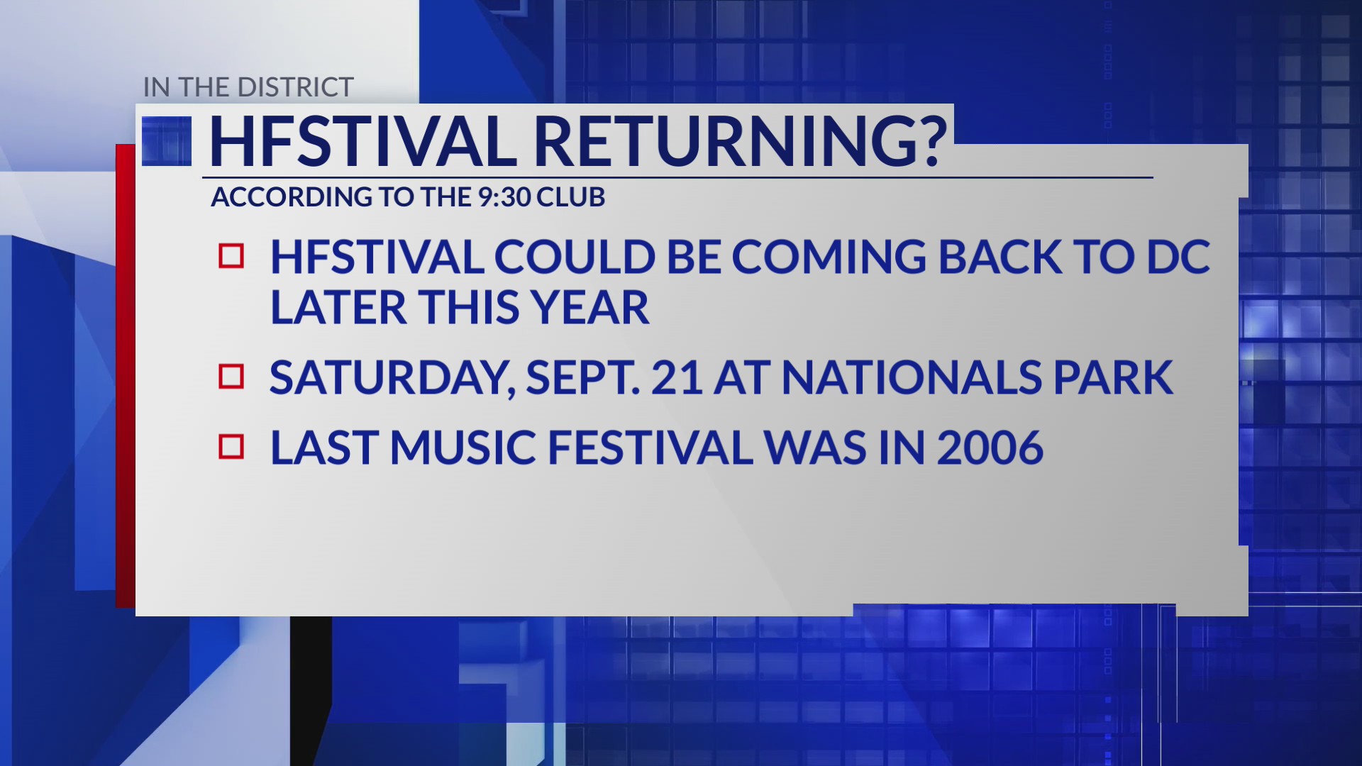 Organizers hint at return of HFStival to DC this fall – DC News Now ...
