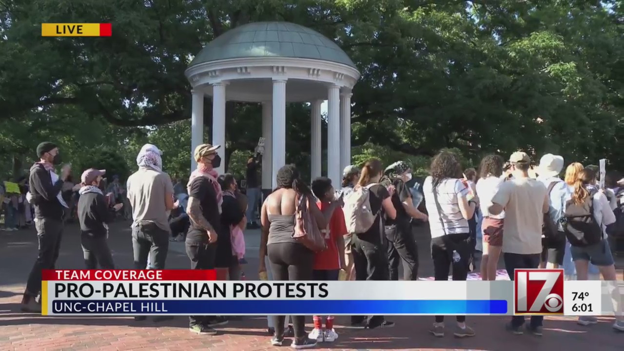 Pro-Palestine protesters deface South Building at UNC – CBS17.com