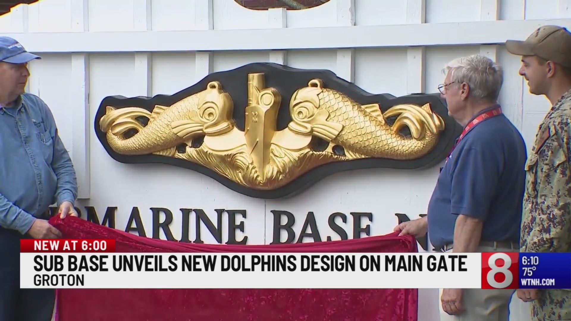Naval submarine base in Groton unveils new dolphin insignia on main ...