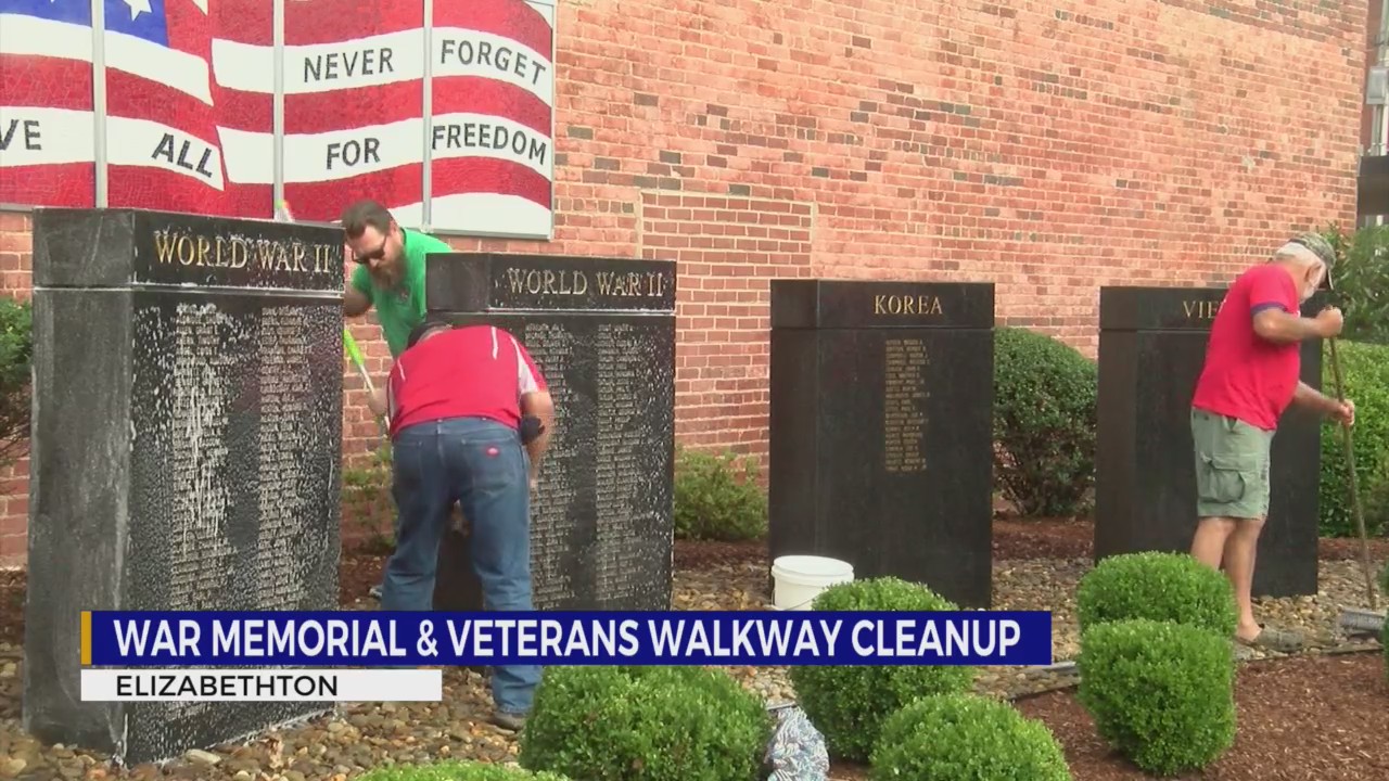 VFW volunteers clean up Elizabethton monument before Memorial Day ...