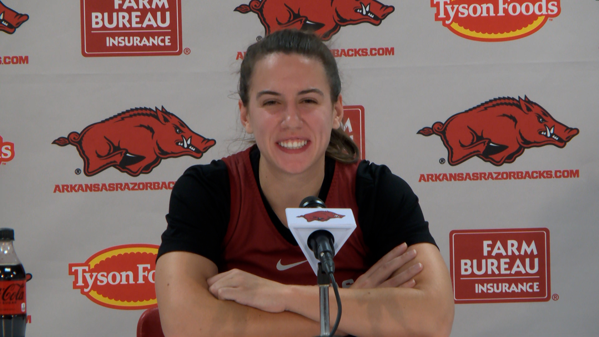 Izzy Higginbottom speaks to the media to preview the 2024-2025 season ...