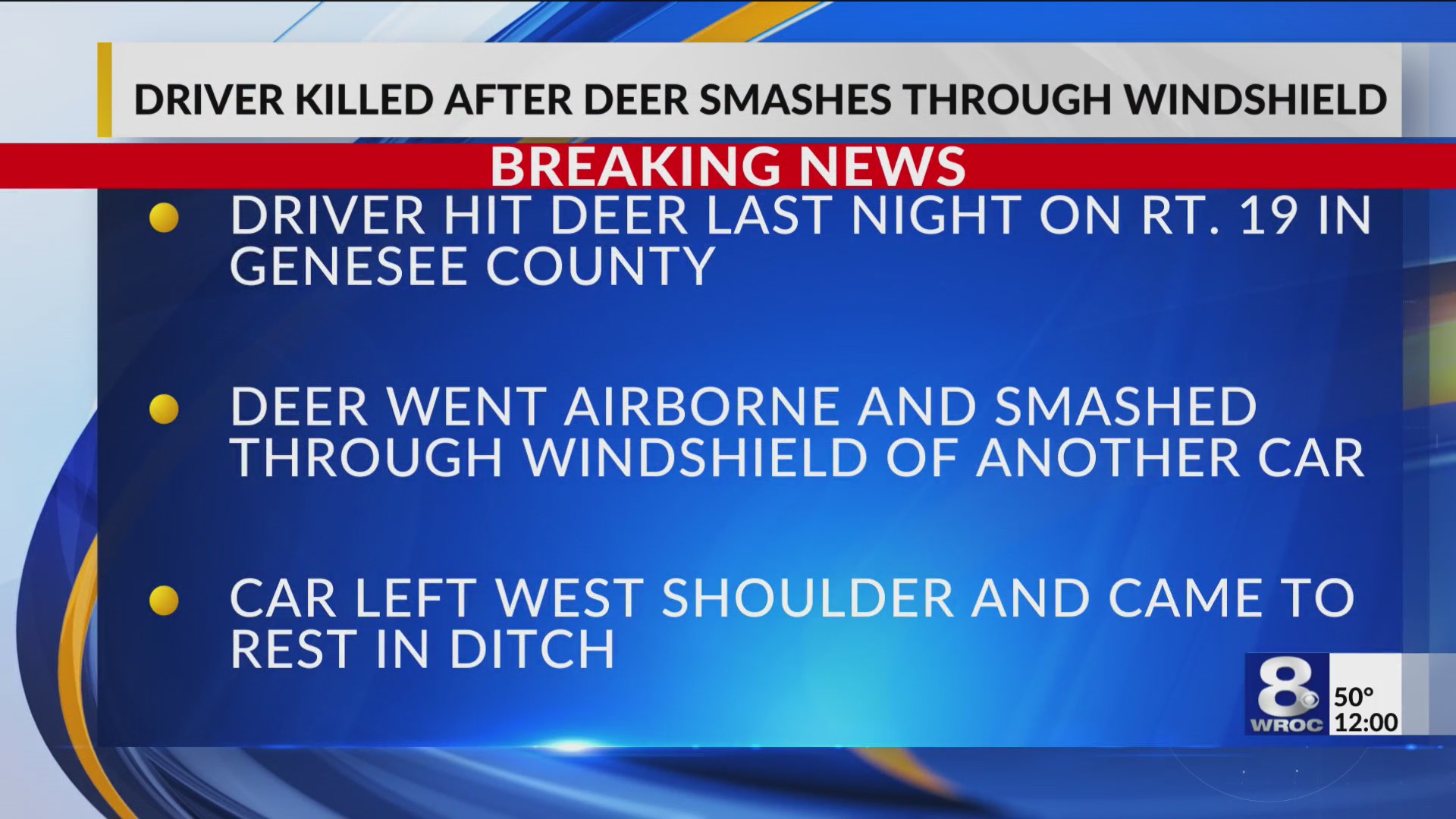 Driver killed after deer smashes through windshield – RochesterFirst