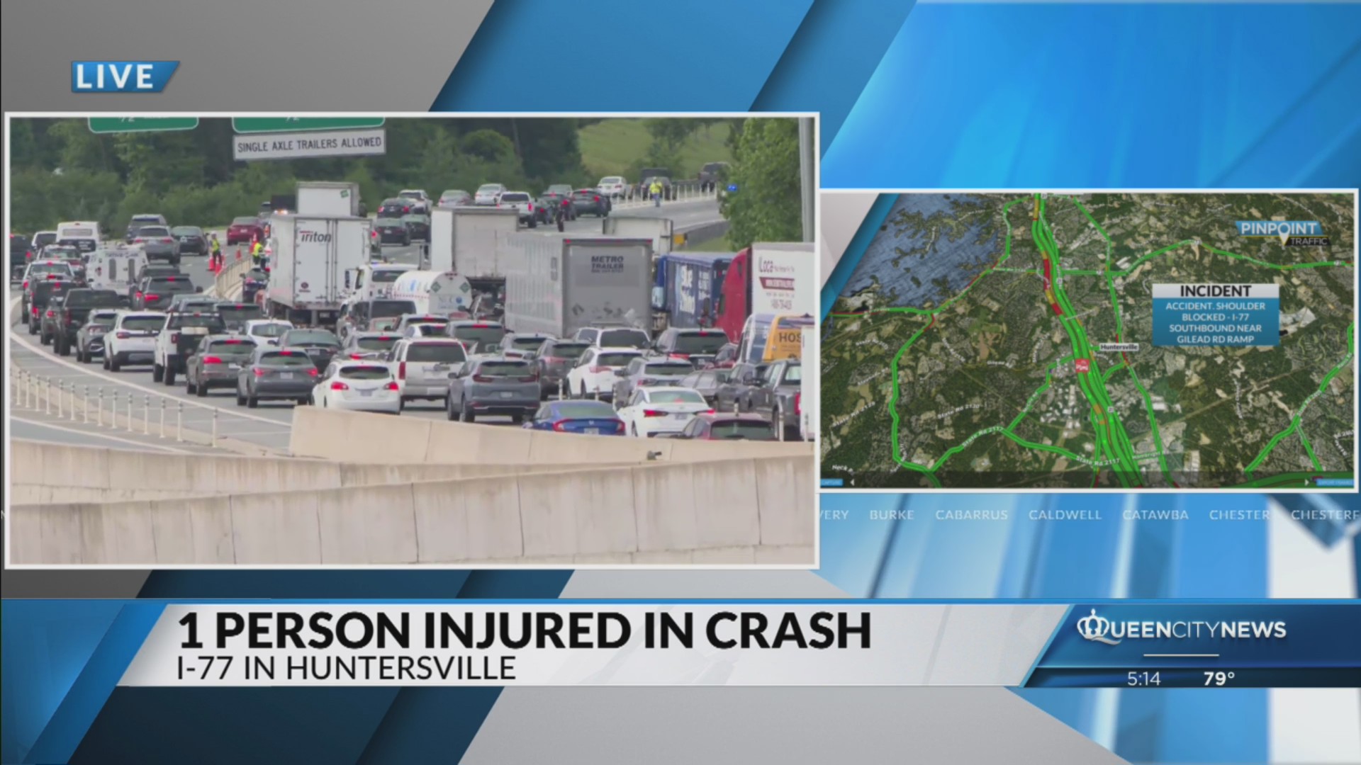 I-77 North blocked at tractor-trailer crash in Huntersville – Queen ...