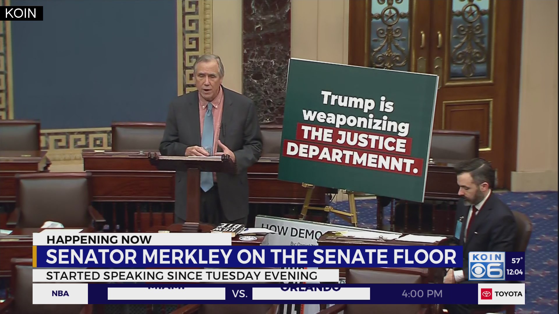 Merkley continues to hold Senate floor after 17+ hours – KOIN.com