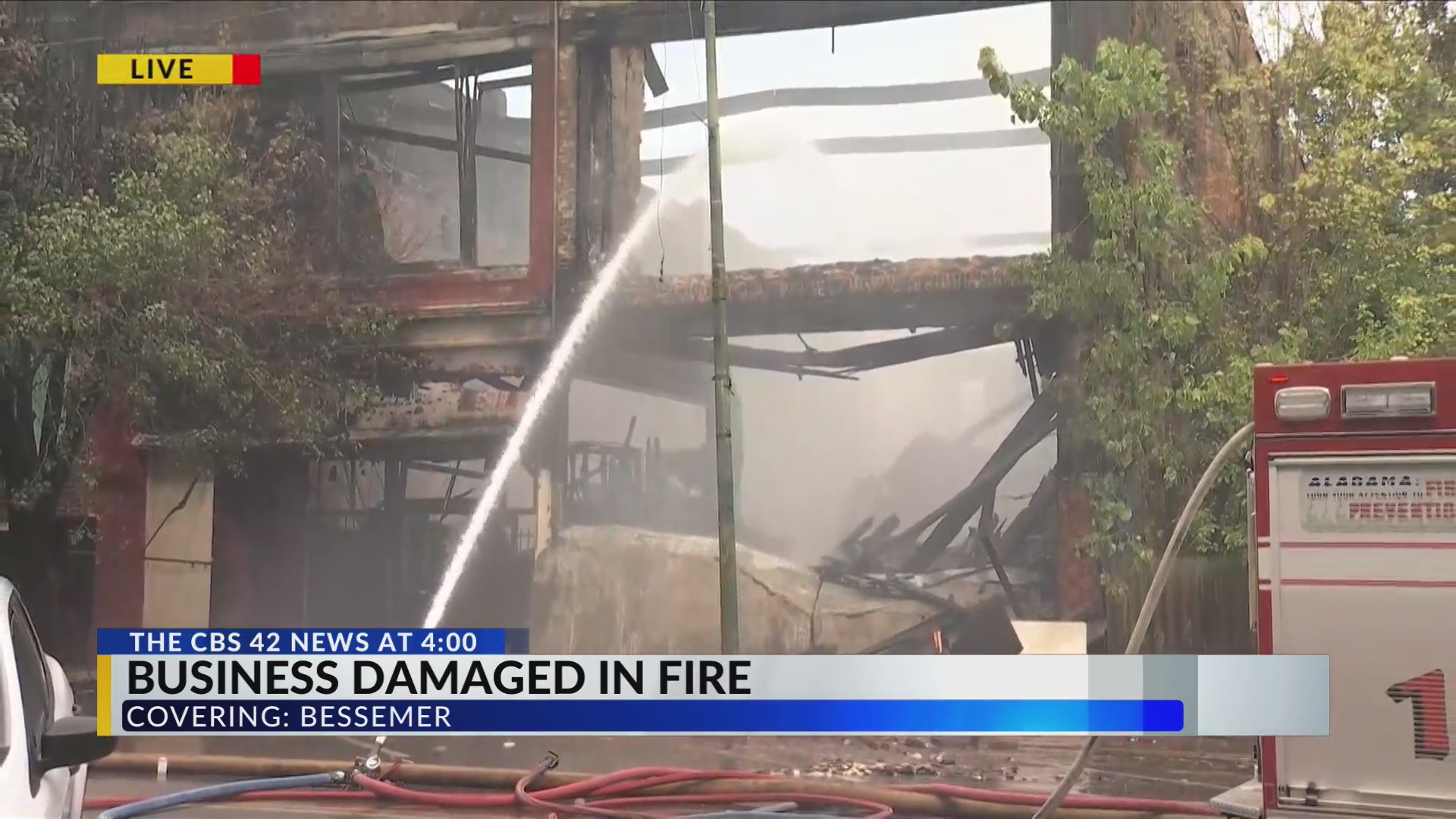 Building on fire in downtown Bessemer – CBS 42
