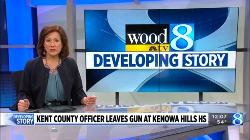 Kent County officer leaves gun at HS – WOODTV.com