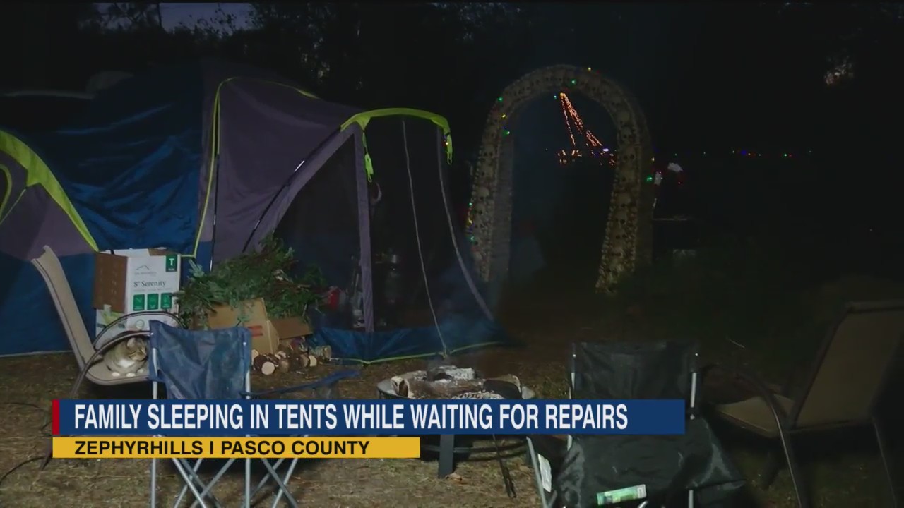Pasco family lives in tents on front lawn while awaiting FEMA ...