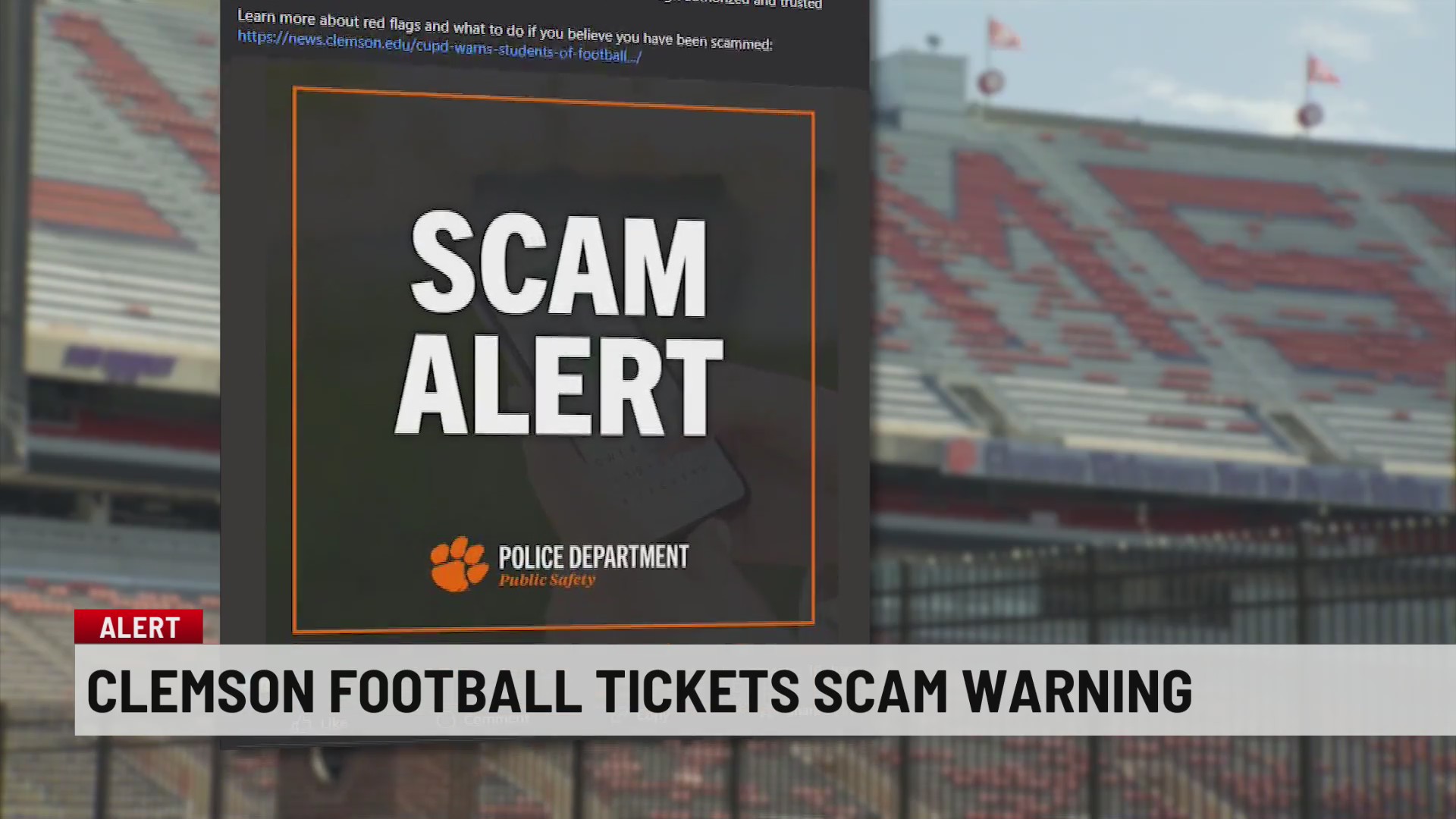 Clemson University Police warn about football ticket scams – WSPA 7NEWS