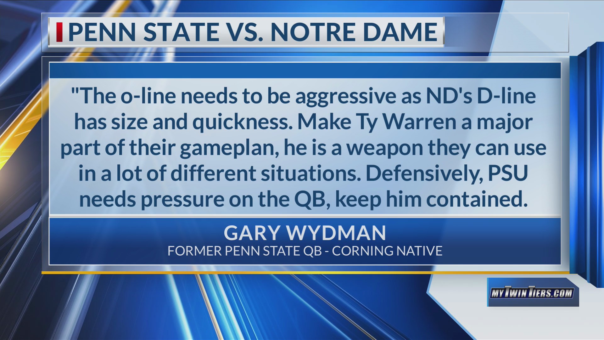 Gary Wydman’s take on PSU vs . Notre Dame – WETM – MyTwinTiers.com