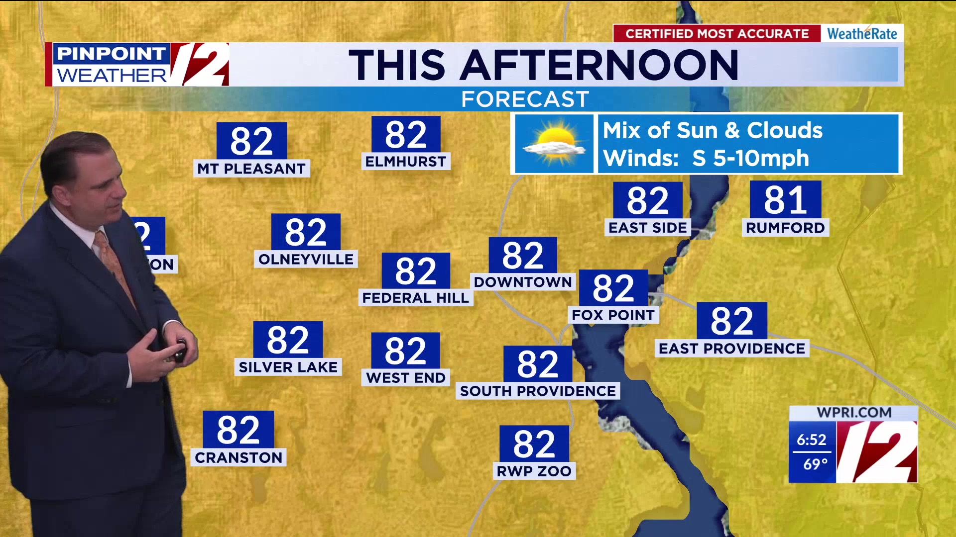 WPRI 12 Weather Forecast for 7/14/25: Isolated shower or t’storm today ...