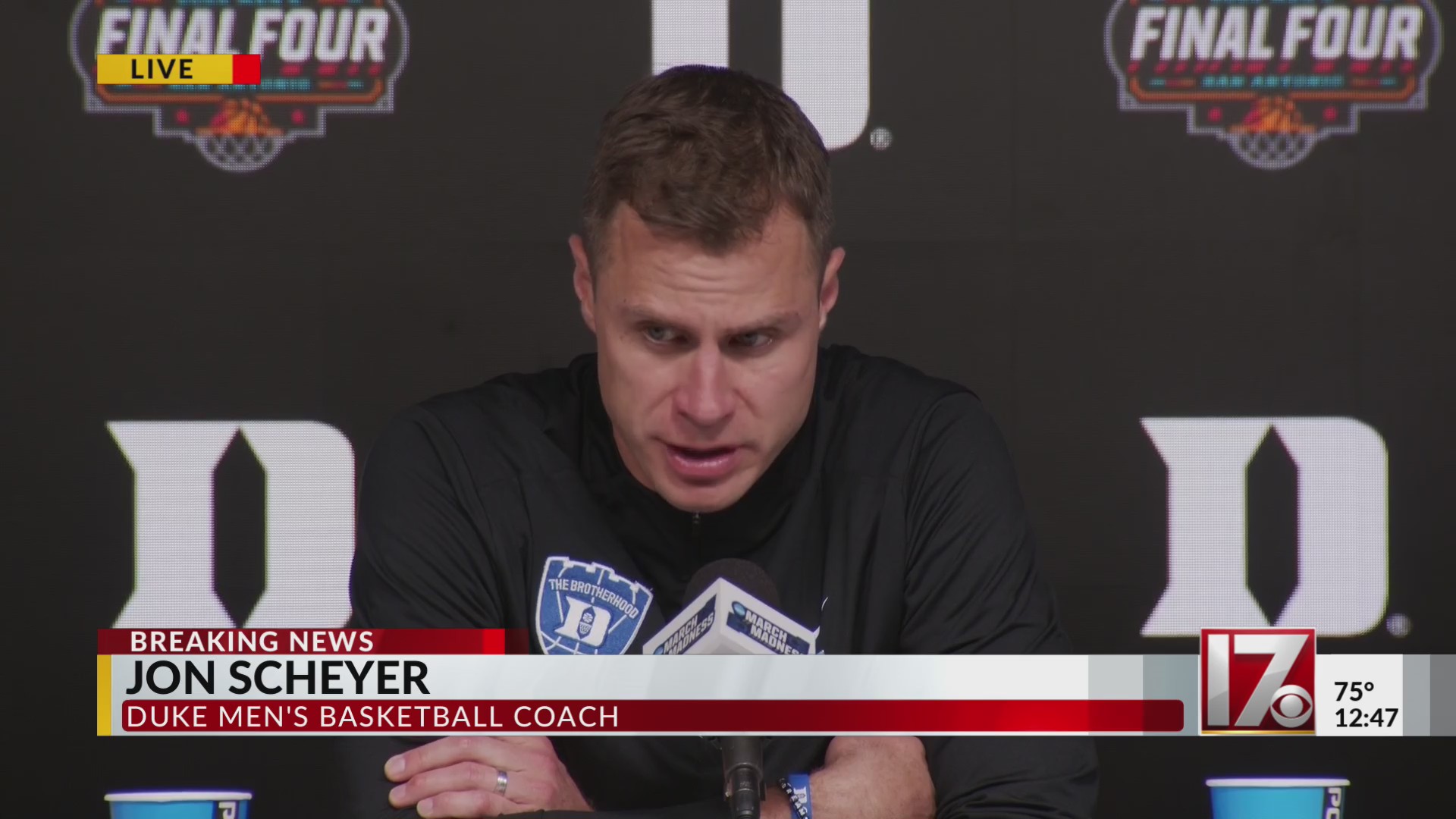 Duke coach Scheyer speaks after Final Four loss – CBS17.com