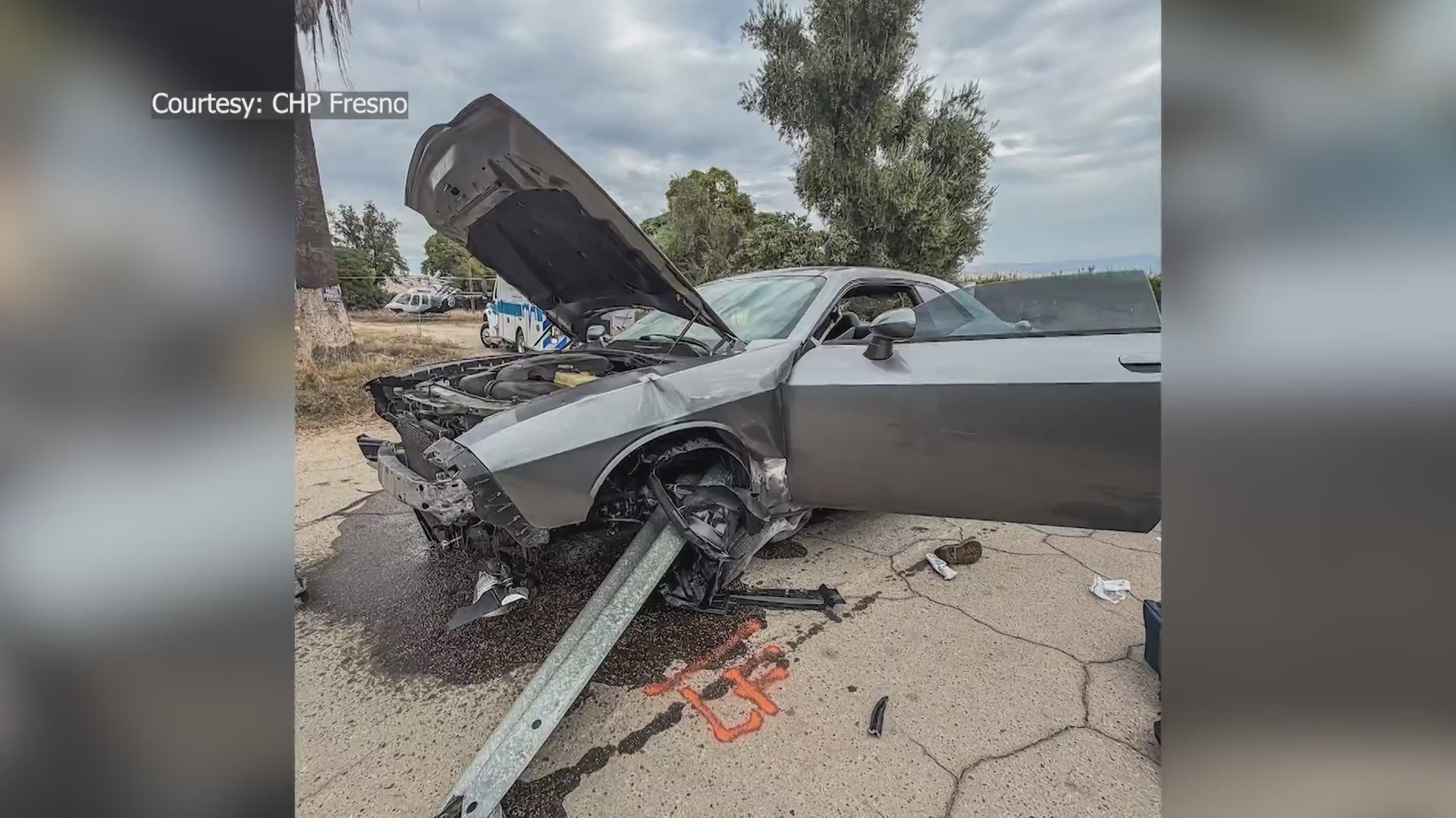 Guardrail impales car after driver swerves for dog in Fresno County ...