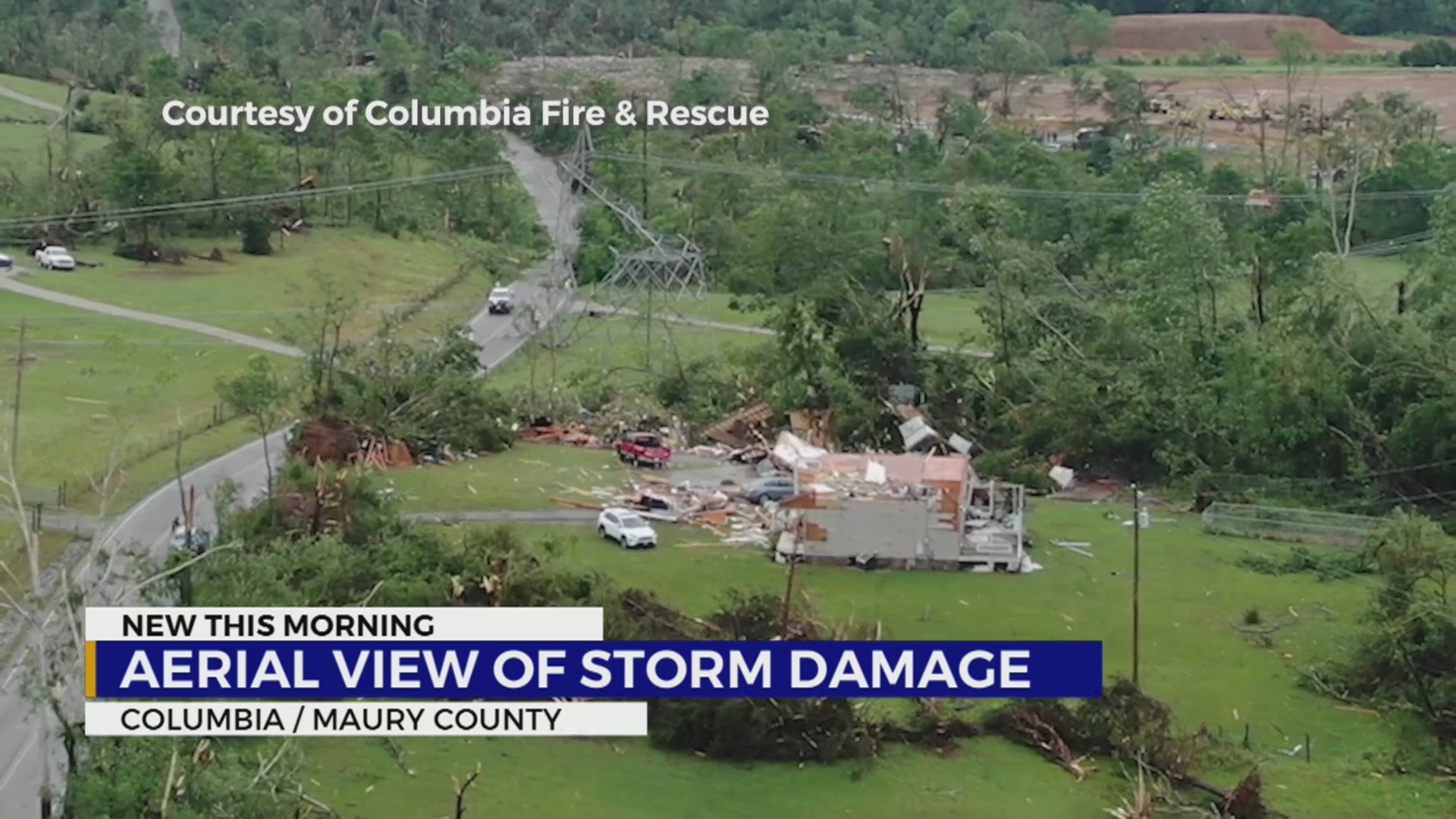 Columbia Fire & Rescue shares aerial view of Maury County storm damage ...