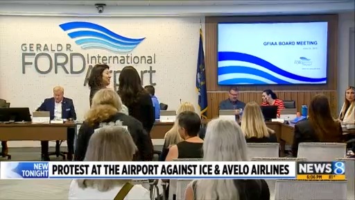 Protest at the airport against ICE and Avelo Airlines – WOODTV.com
