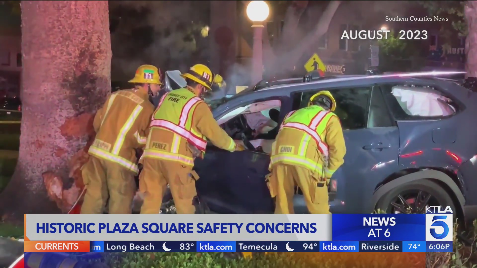 Another crash hits historic fountain at Orange Plaza – KTLA