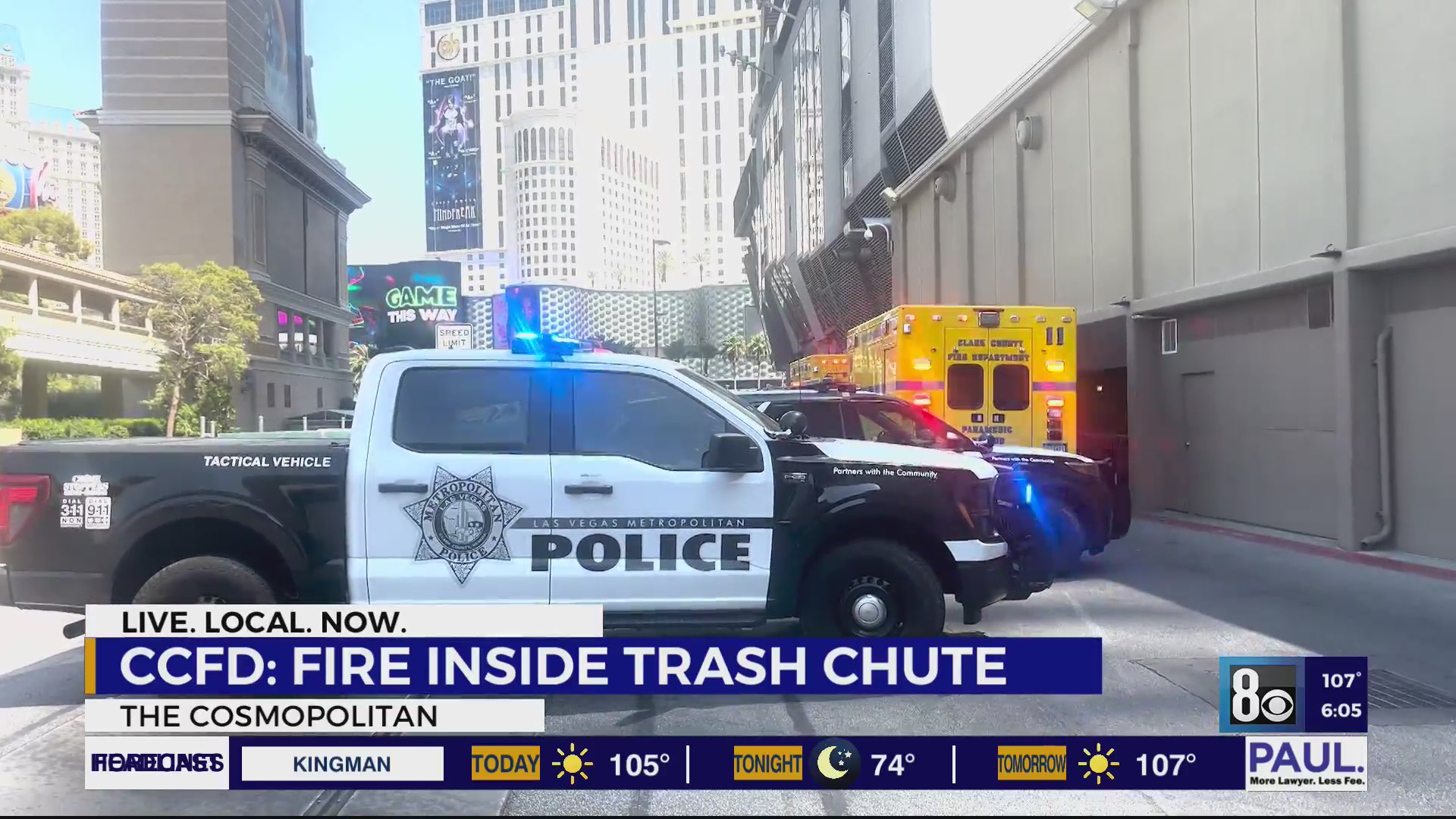 Clark County knocks down trash chute fire at Cosmopolitan on Las Vegas ...