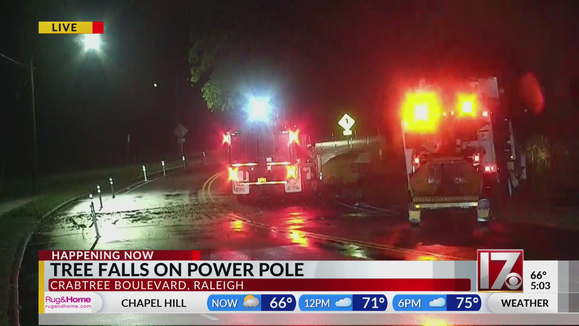 Tree falls on power lines, closes Raleigh road: Police – CBS17.com