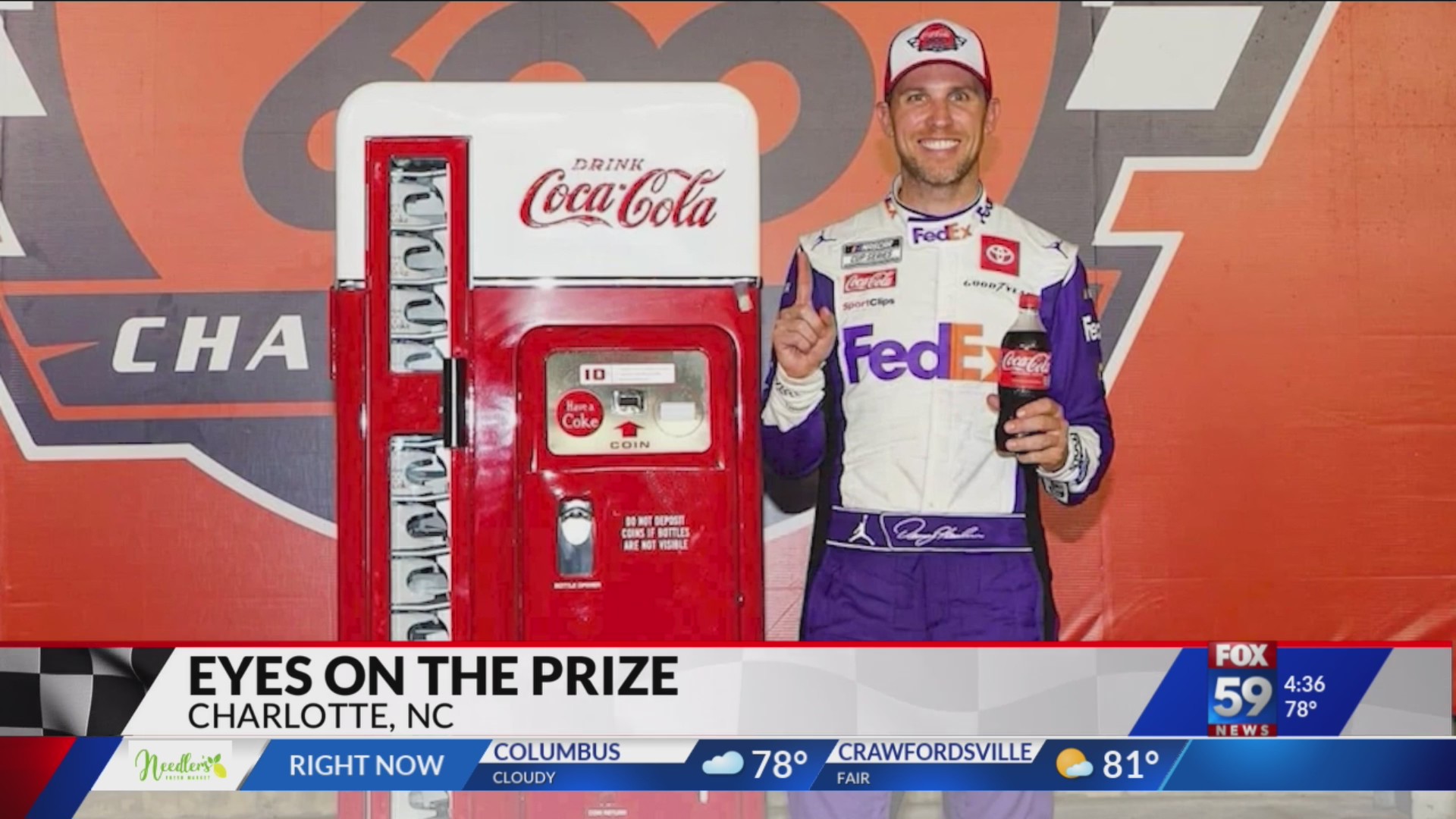Vintage Coke machine as Coke 600 prize, Kyle Larson racing for it and ...