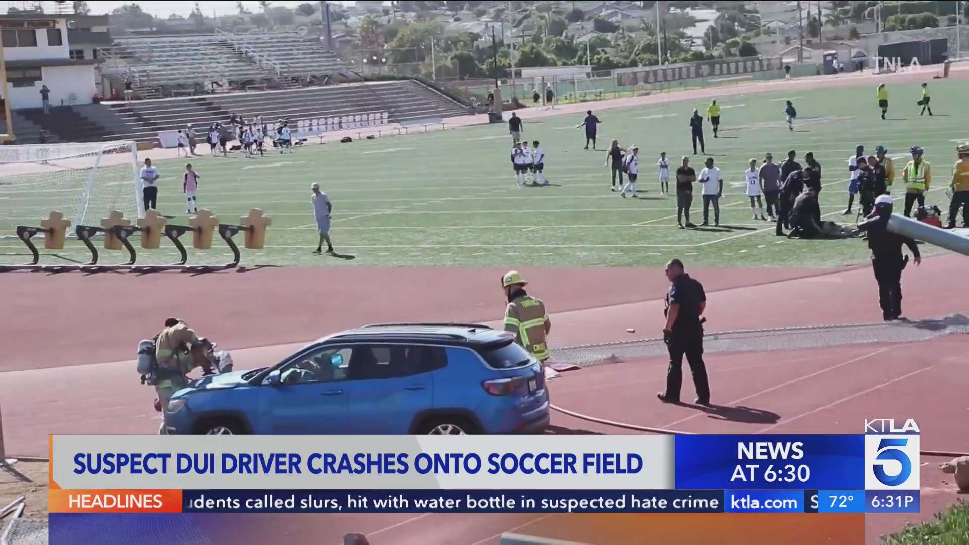 Suspected DUI driver crashes onto soccer field in Torrance – KTLA