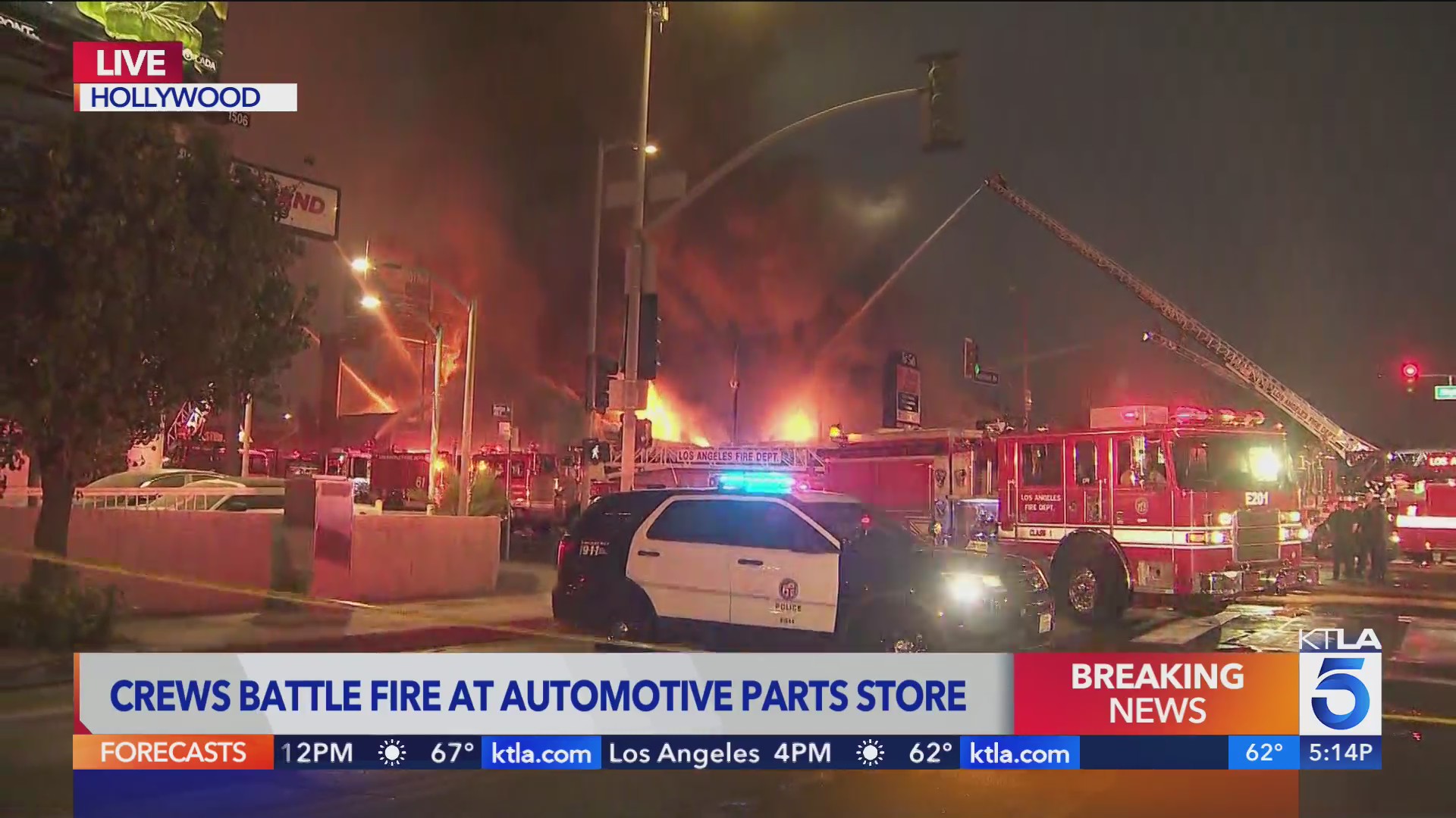 Crews battling massive fire at Hollywood automotive parts store – KTLA