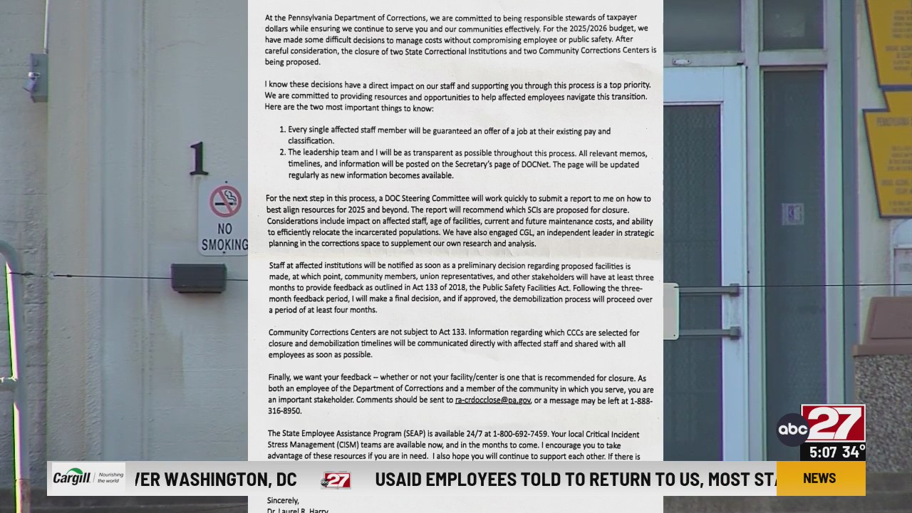 Legal process outlined for closing state prisons in Pennsylvania – ABC27