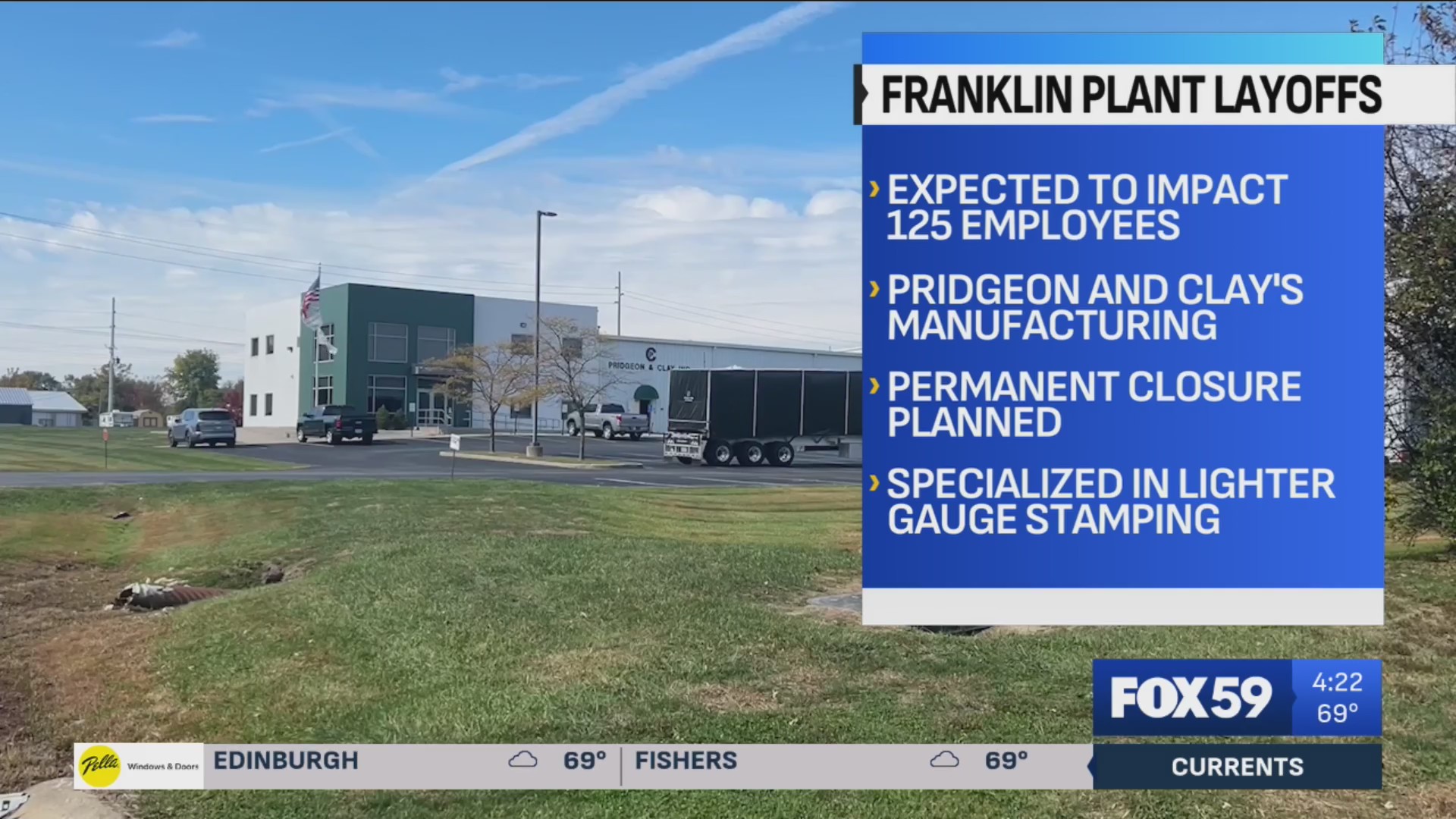 Pridgeon and Clay plant in Franklin to close, causes layoffs – Fox 59