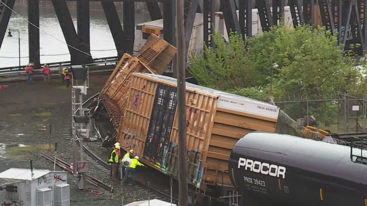 Steel Bridge reopens after early Monday train derailment – KOIN.com