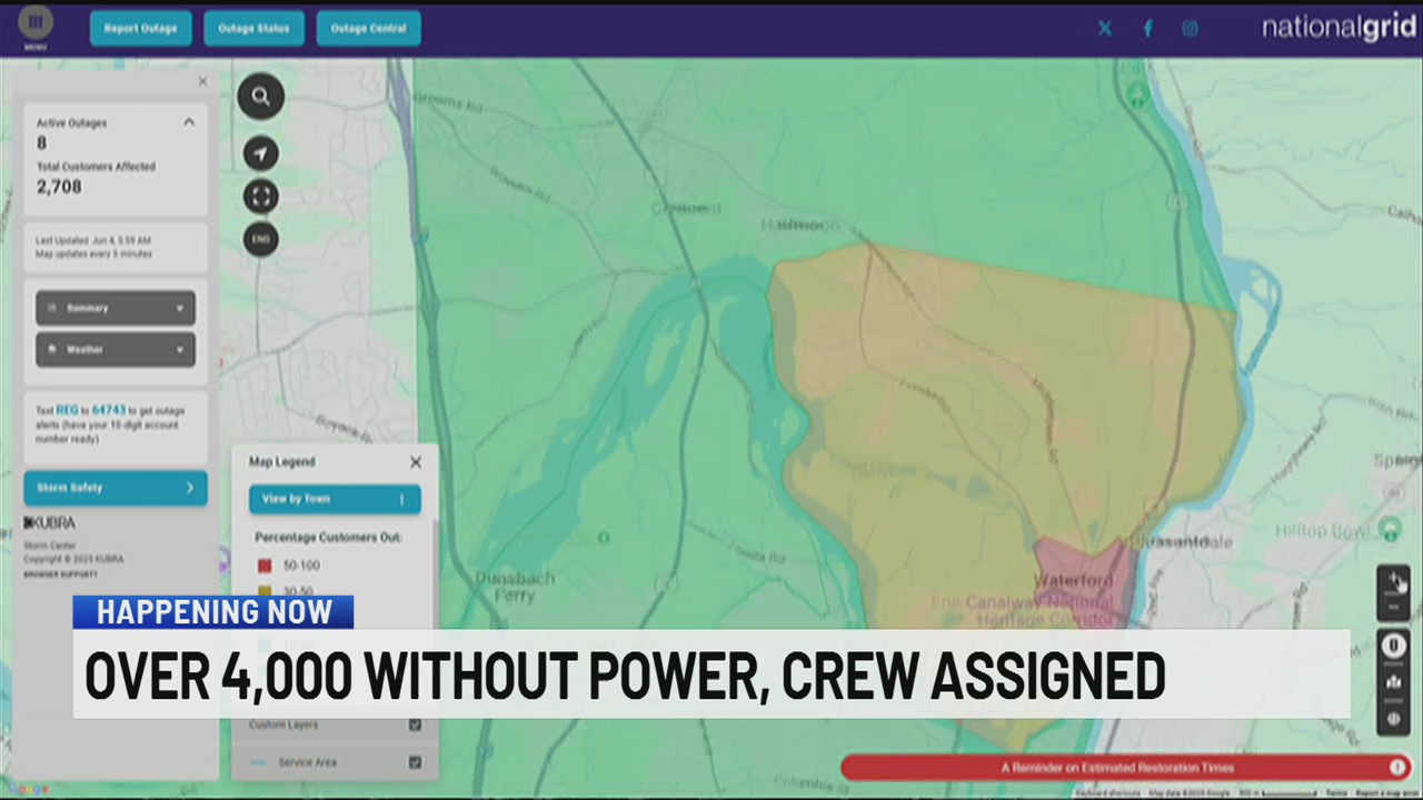 Over 4,000 without power in Waterford, Halfmoon – NEWS10 ABC