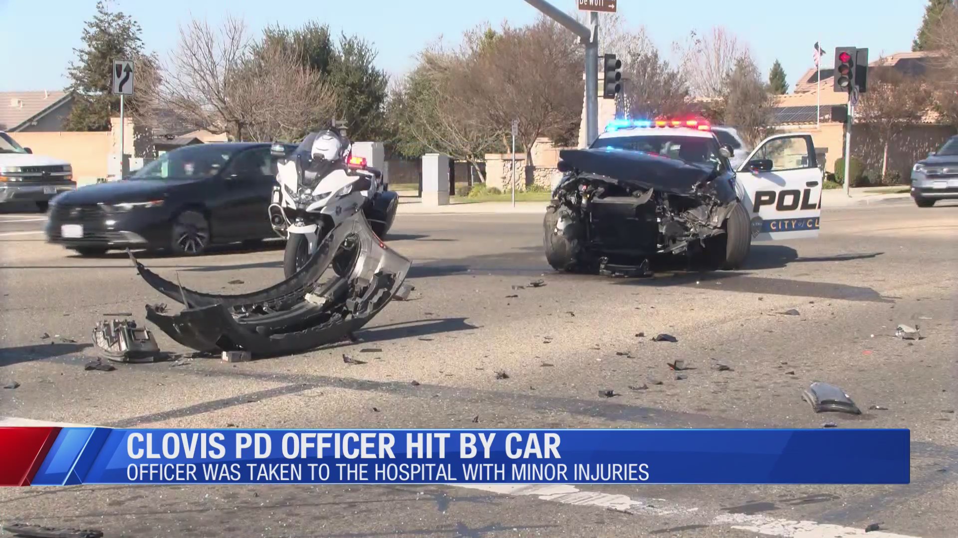 Driver crashes into Clovis PD vehicle after running red light, police ...
