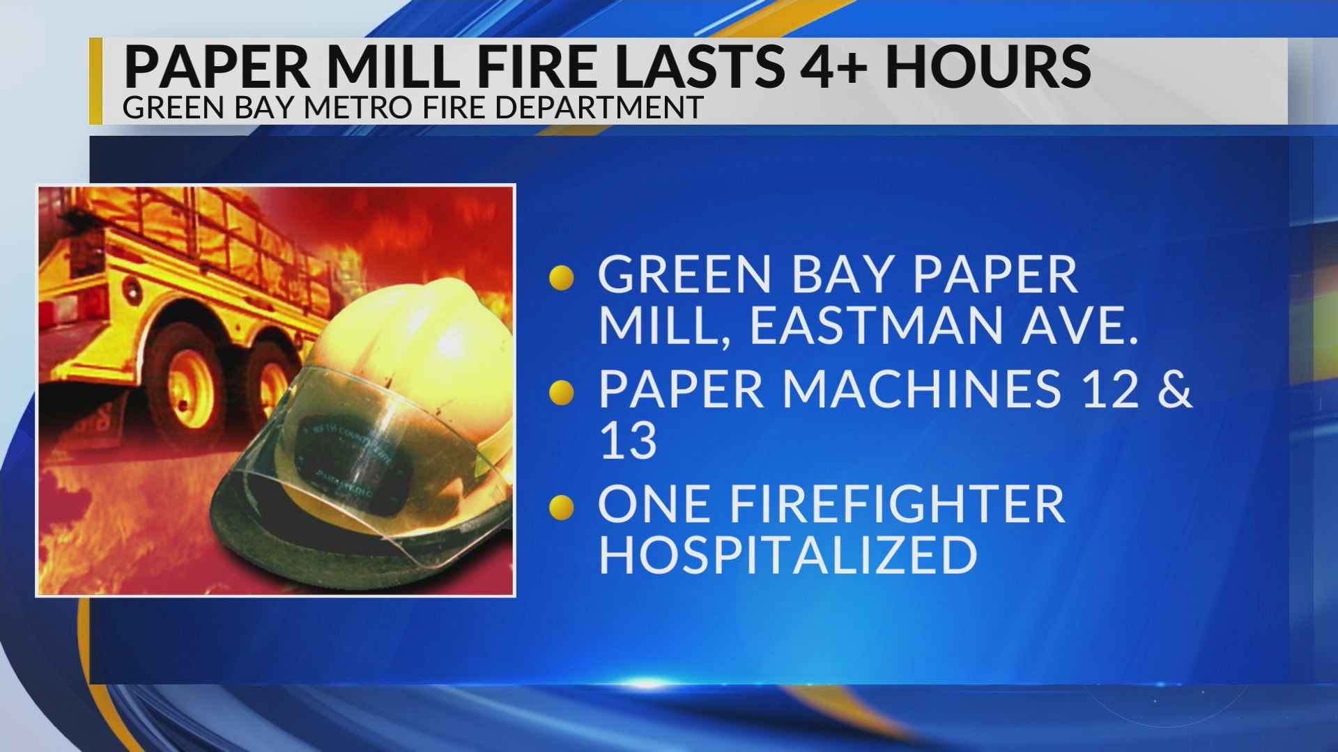 Crews battle fire on roof, inside Green Bay paper mill for 4+ hours ...