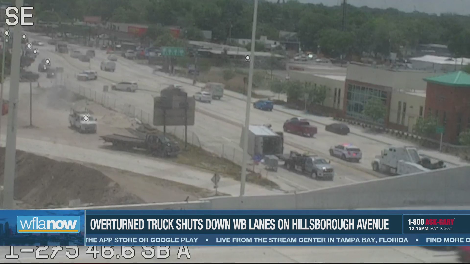 Overturned semi-truck partially closes Hillsborough Avenue, Tampa police say – WFLA